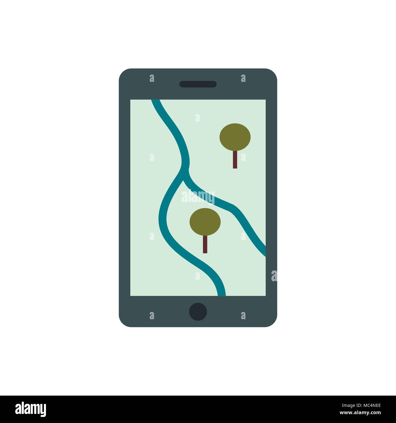 Phone with maps icon, flat style Stock Vector Image & Art - Alamy