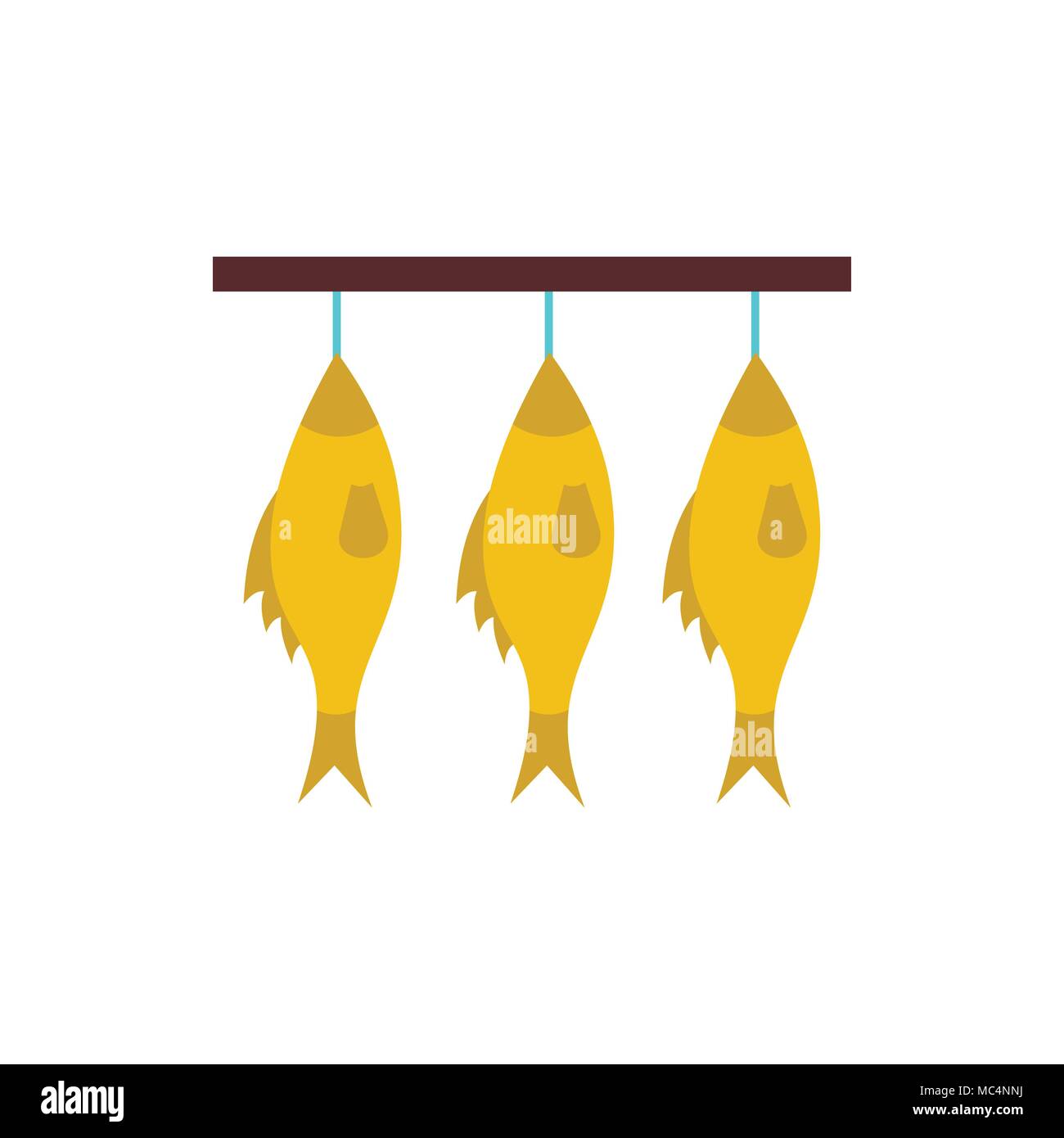 Stockfish hanging on a rope icon, flat style Stock Vector Image & Art ...