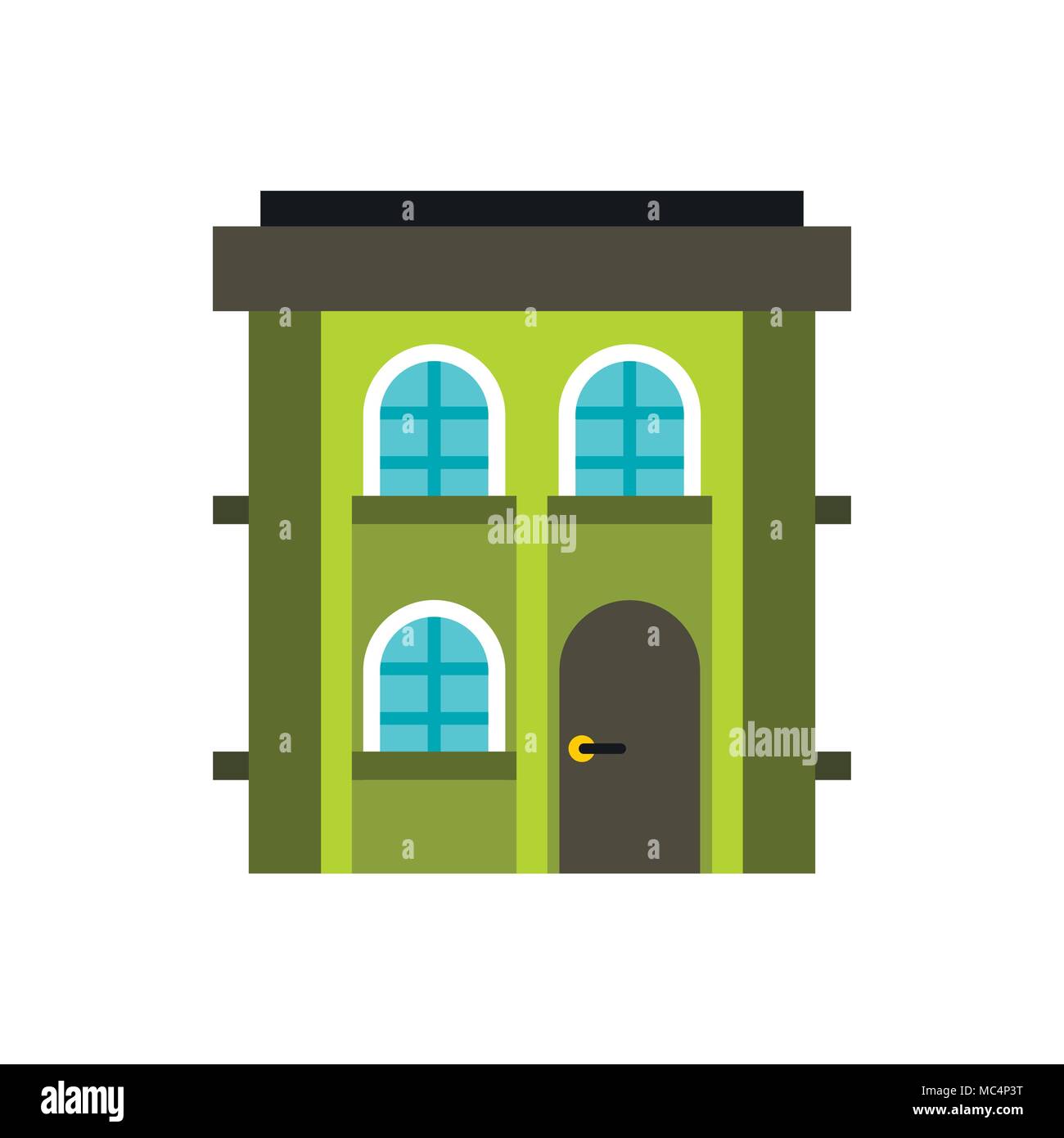Green two storey house icon, flat style Stock Vector Image & Art - Alamy