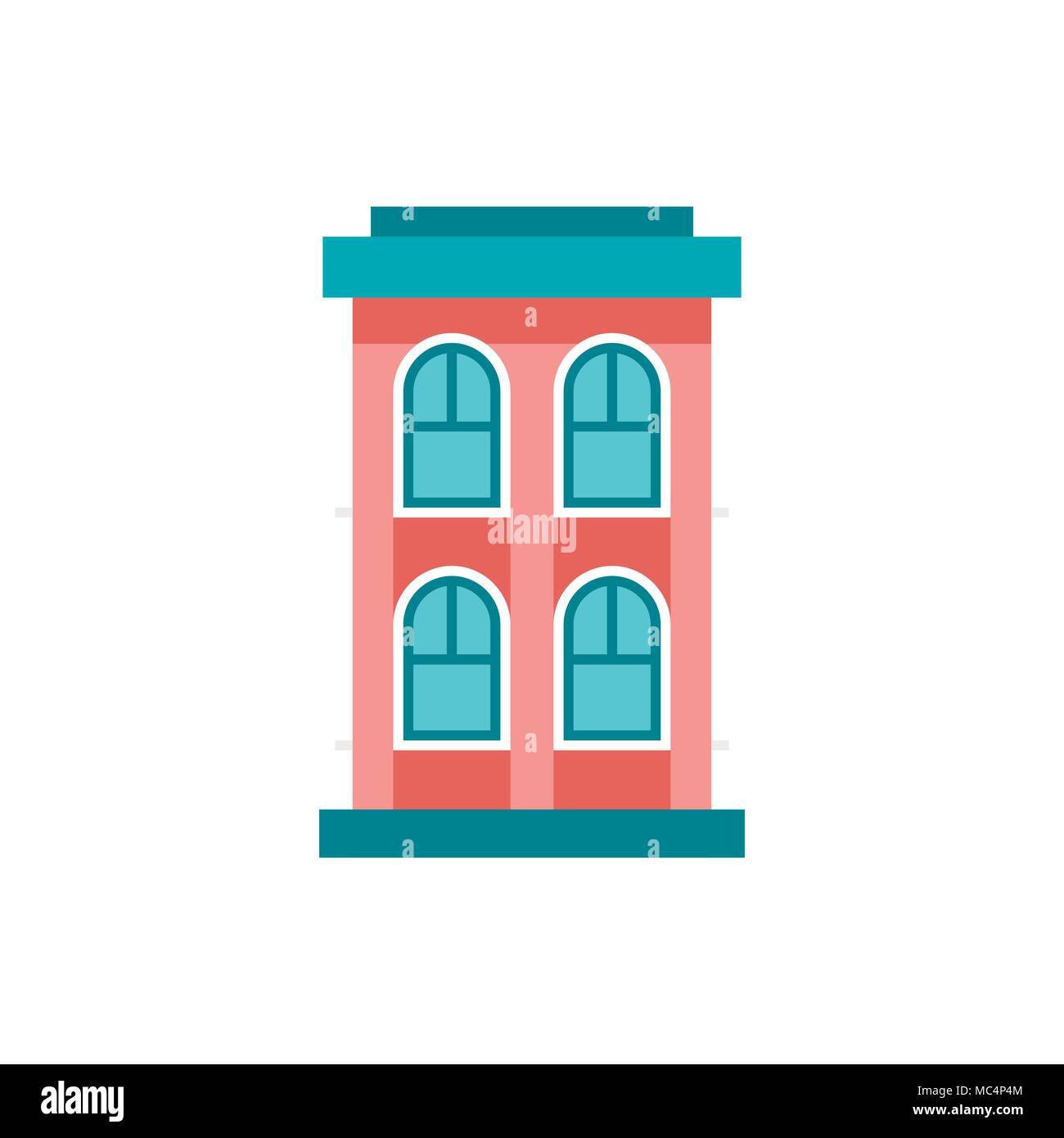 Pink two storey house icon, flat style Stock Vector Image & Art - Alamy