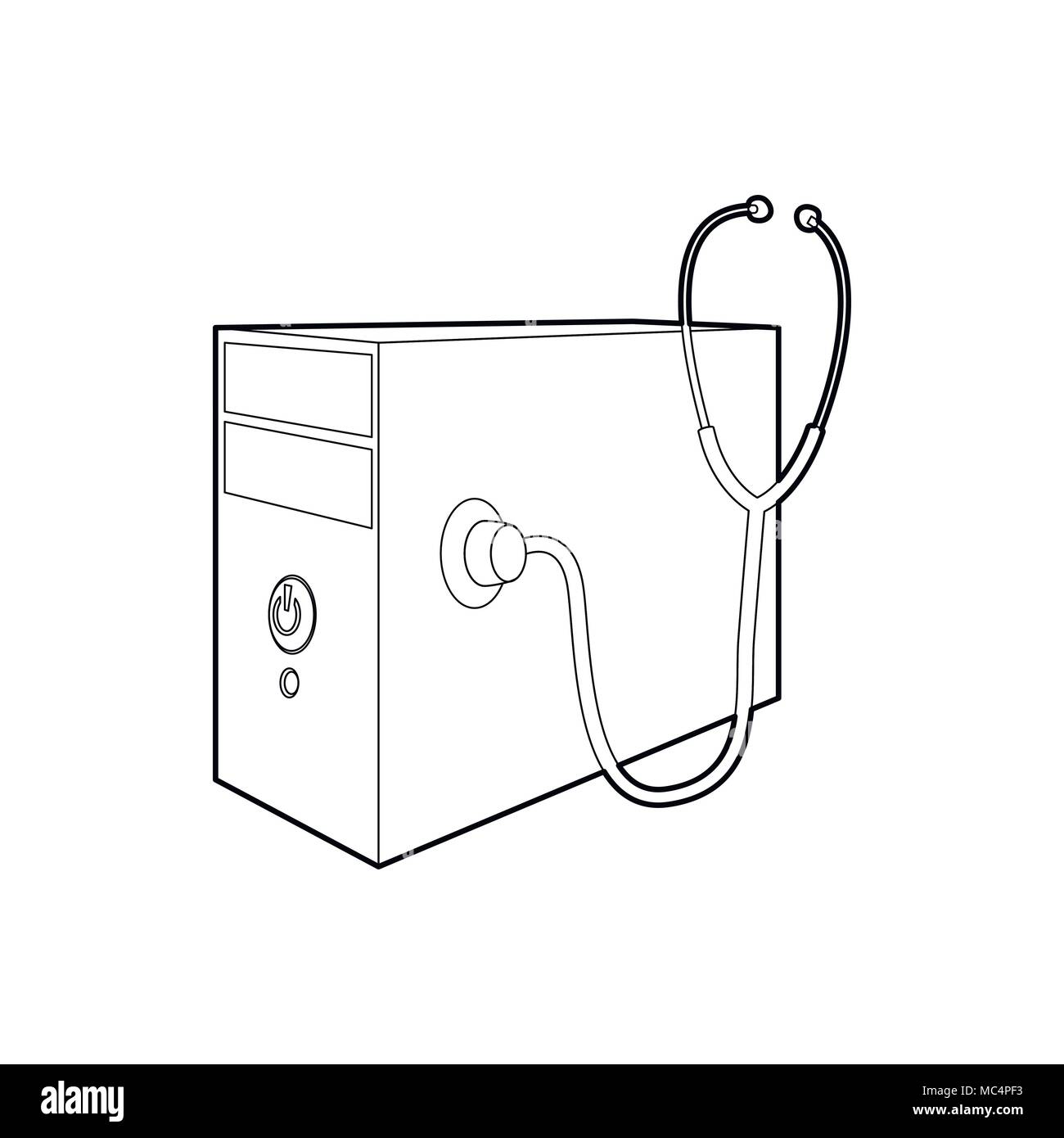 Computer system unit and stethoscope icon Stock Vector Image & Art - Alamy