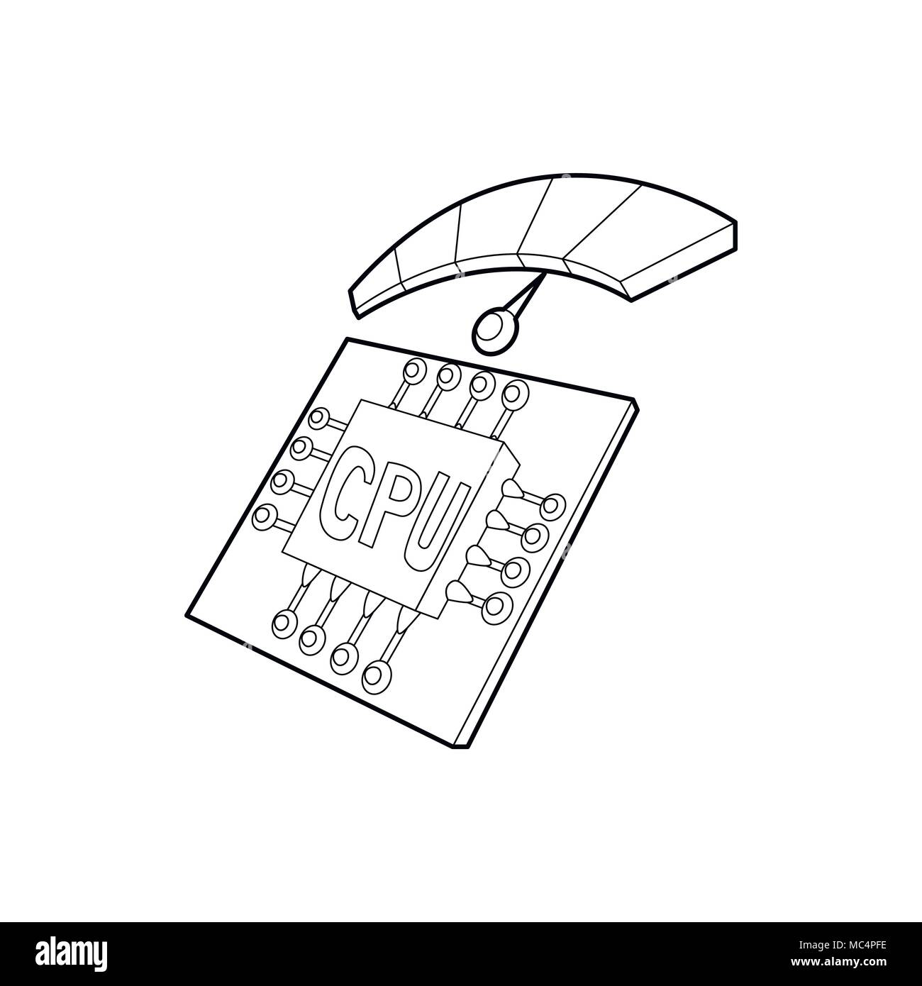 CPU and temperature gauge icon, outline style Stock Vector Image & Art ...