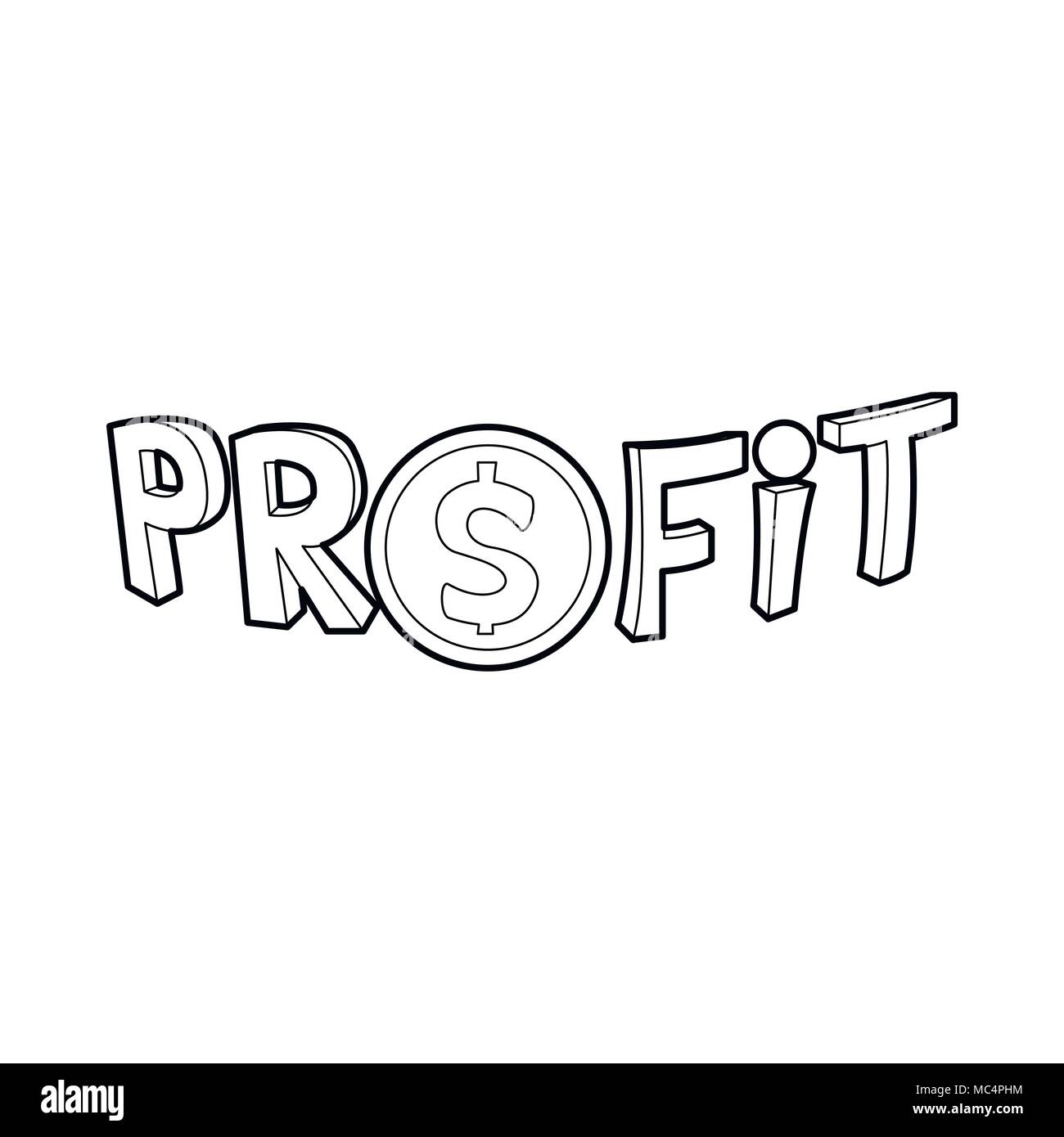 Profit word with a dollar sign icon, outline style Stock Vector Image ...