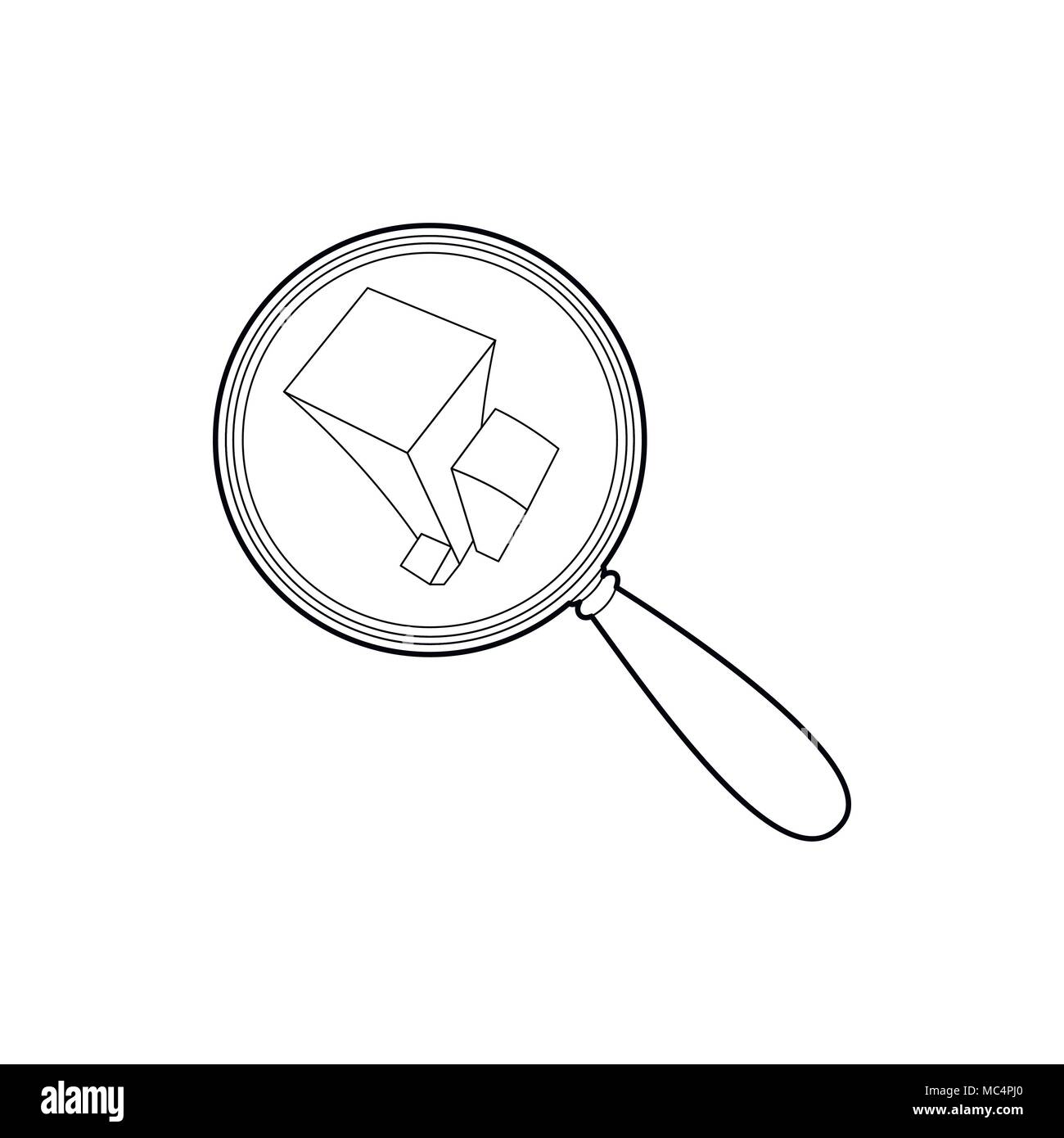 Graph under magnifying glass icon, outline style Stock Vector Image ...