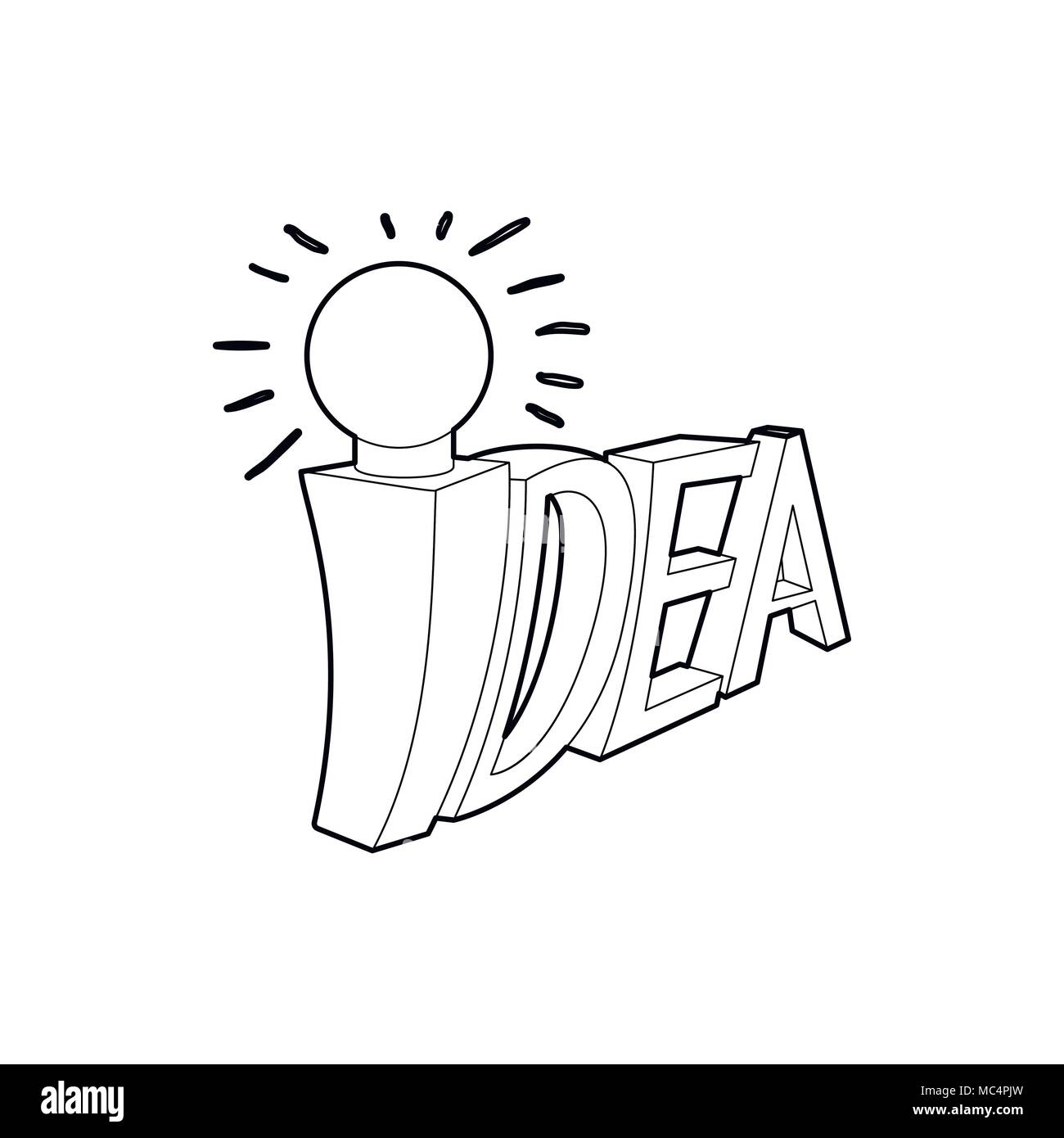 Idea word with light bulb icon, outline style Stock Vector Image & Art ...