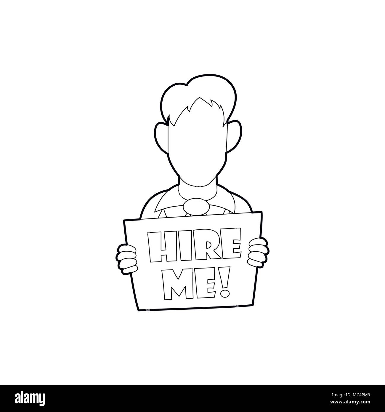 Businessman holding sign board with Hire me icon Stock Vector Image ...