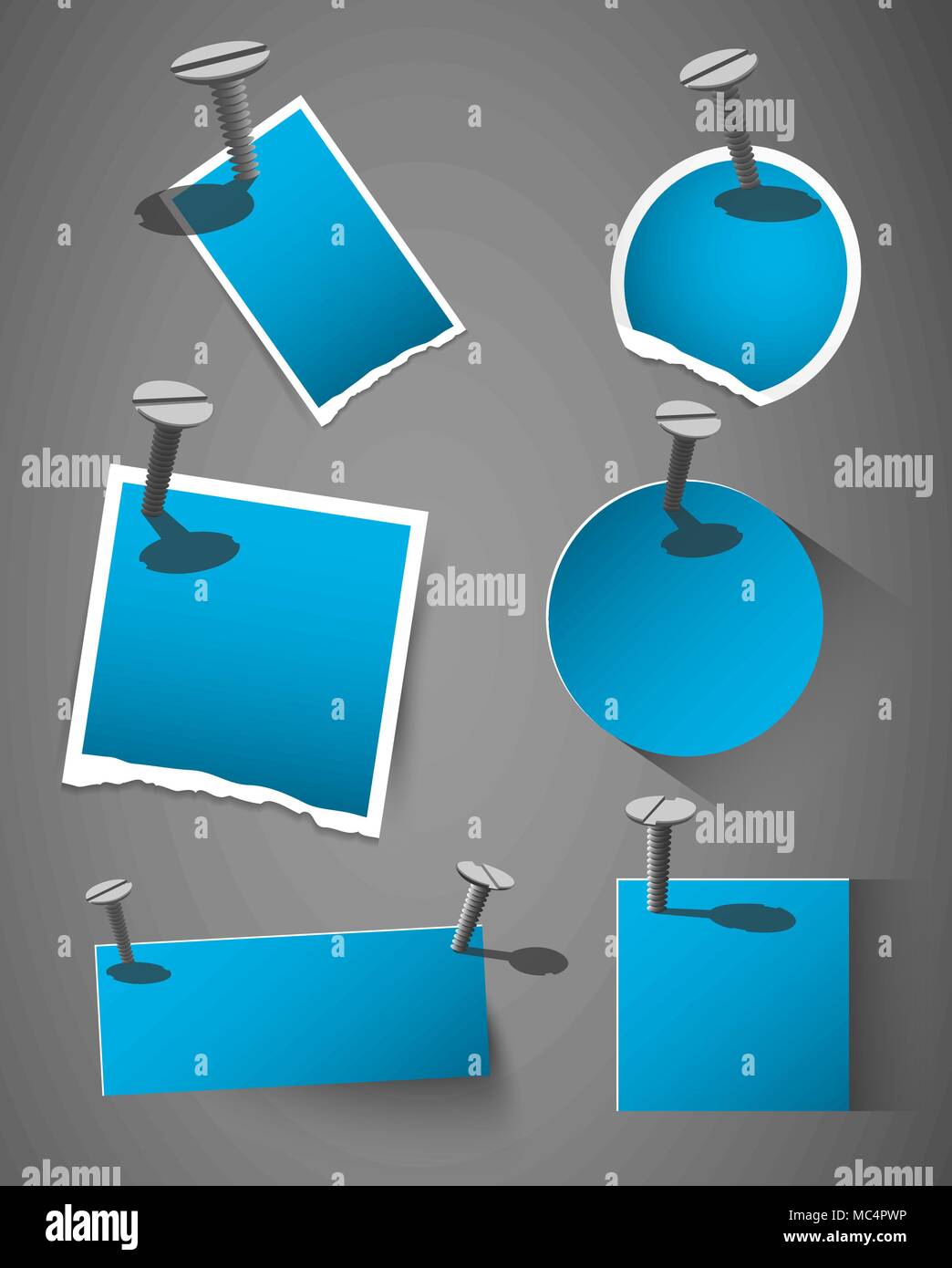 collection of abstract vector paper tags, signs with screws, design ...