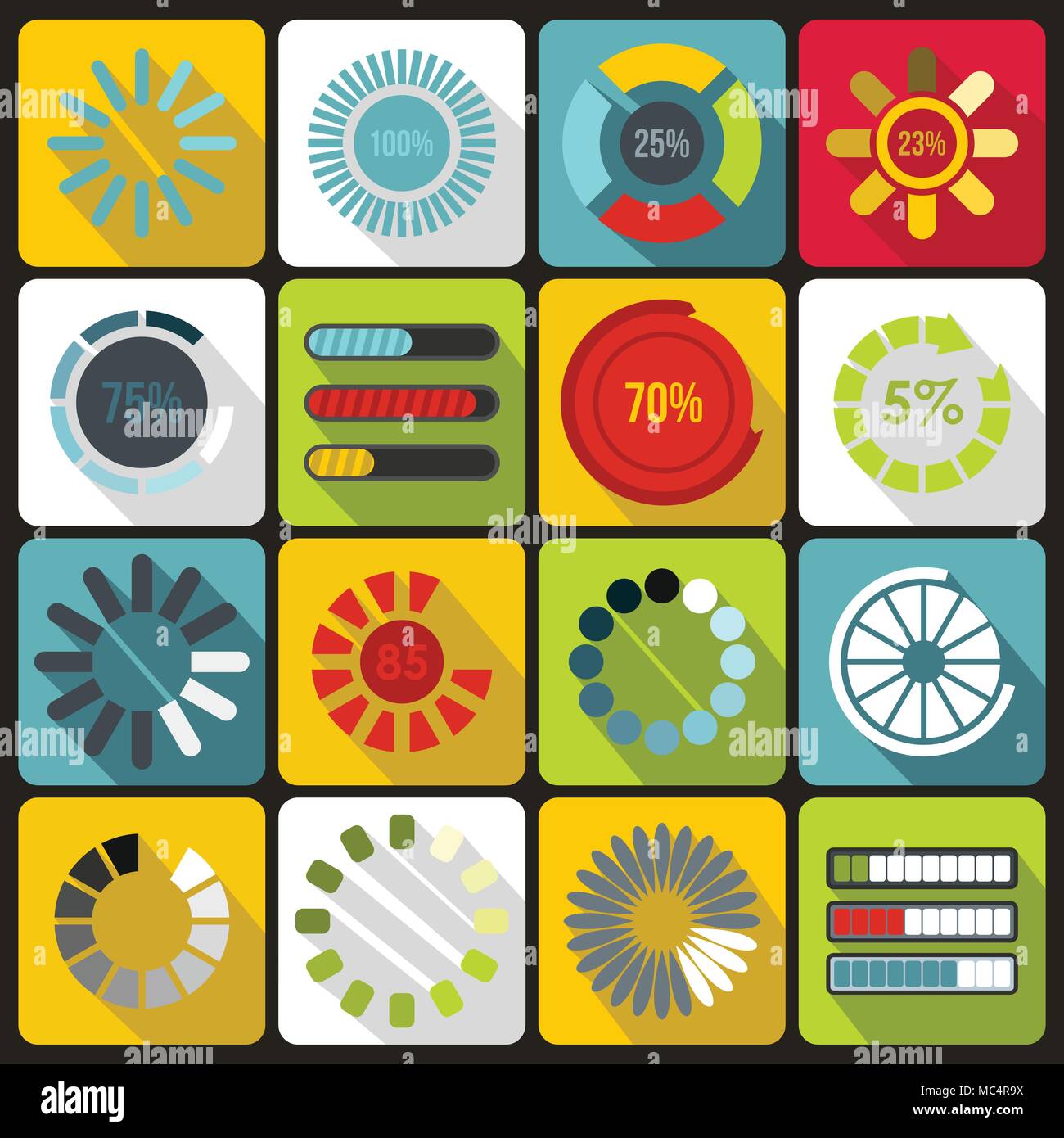 Loading bars and preloaders icons set, flat style Stock Vector Image & Art - Alamy