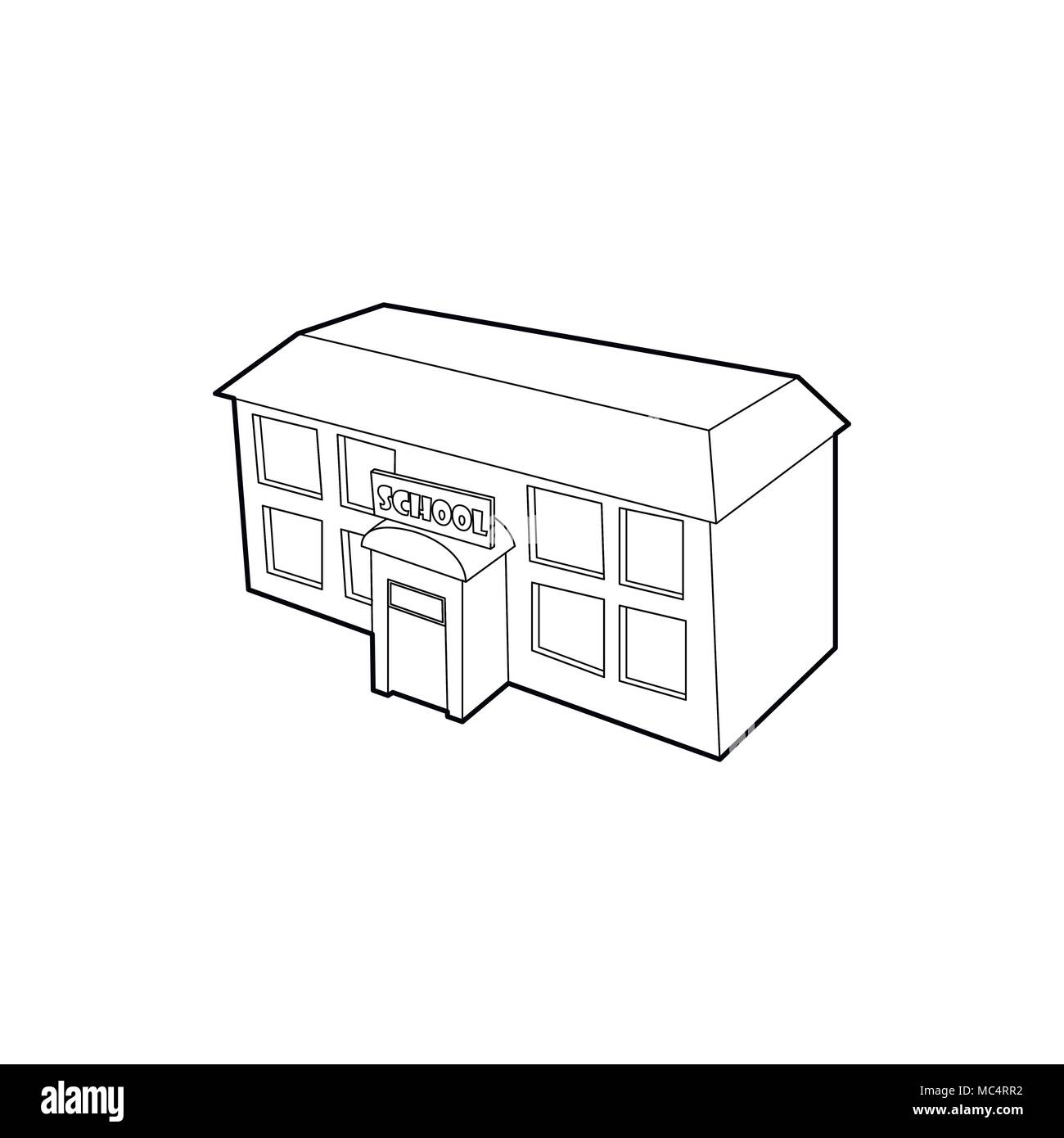 School building icon, outline style Stock Vector Image & Art - Alamy