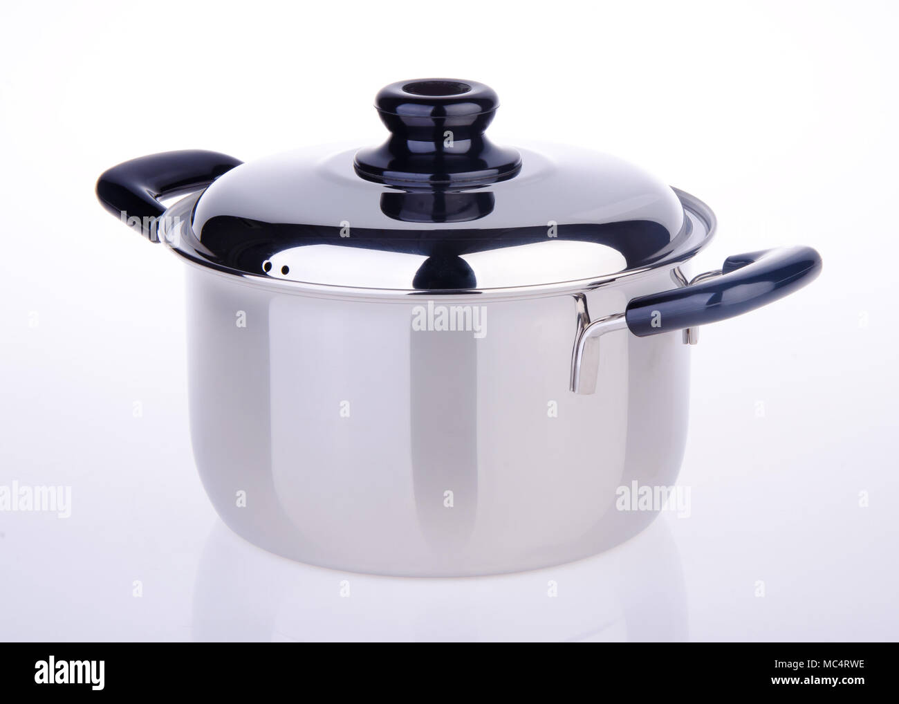 Stainless steel cooking pot isolated on white Stock Photo - Alamy