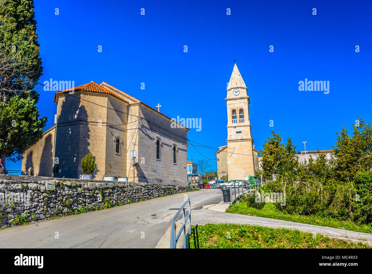 Scenic view at parish church in Stobrec, suburb of Split city Stock ...