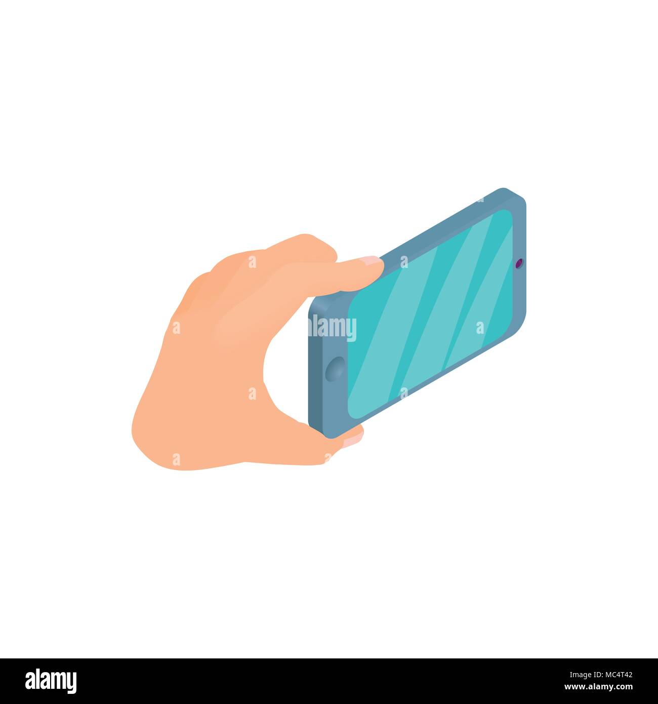 Hand holding smartphone icon, cartoon style Stock Vector Image & Art ...