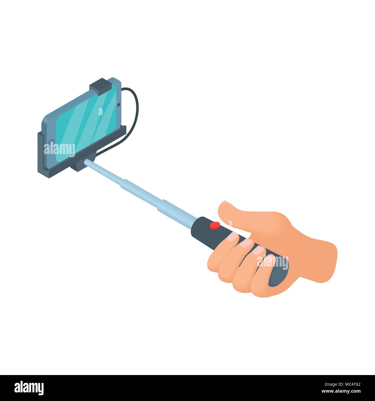Hand holding selfie stick with phone icon Stock Vector Image & Art - Alamy