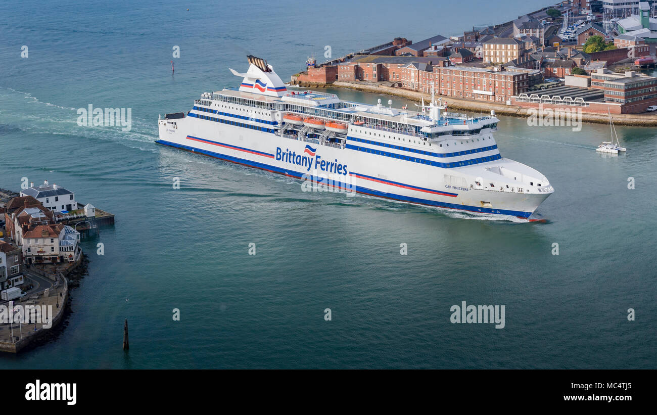 Aerial View of Brittany Ferry Entering Portsmouth Harbour Stock Photo ...
