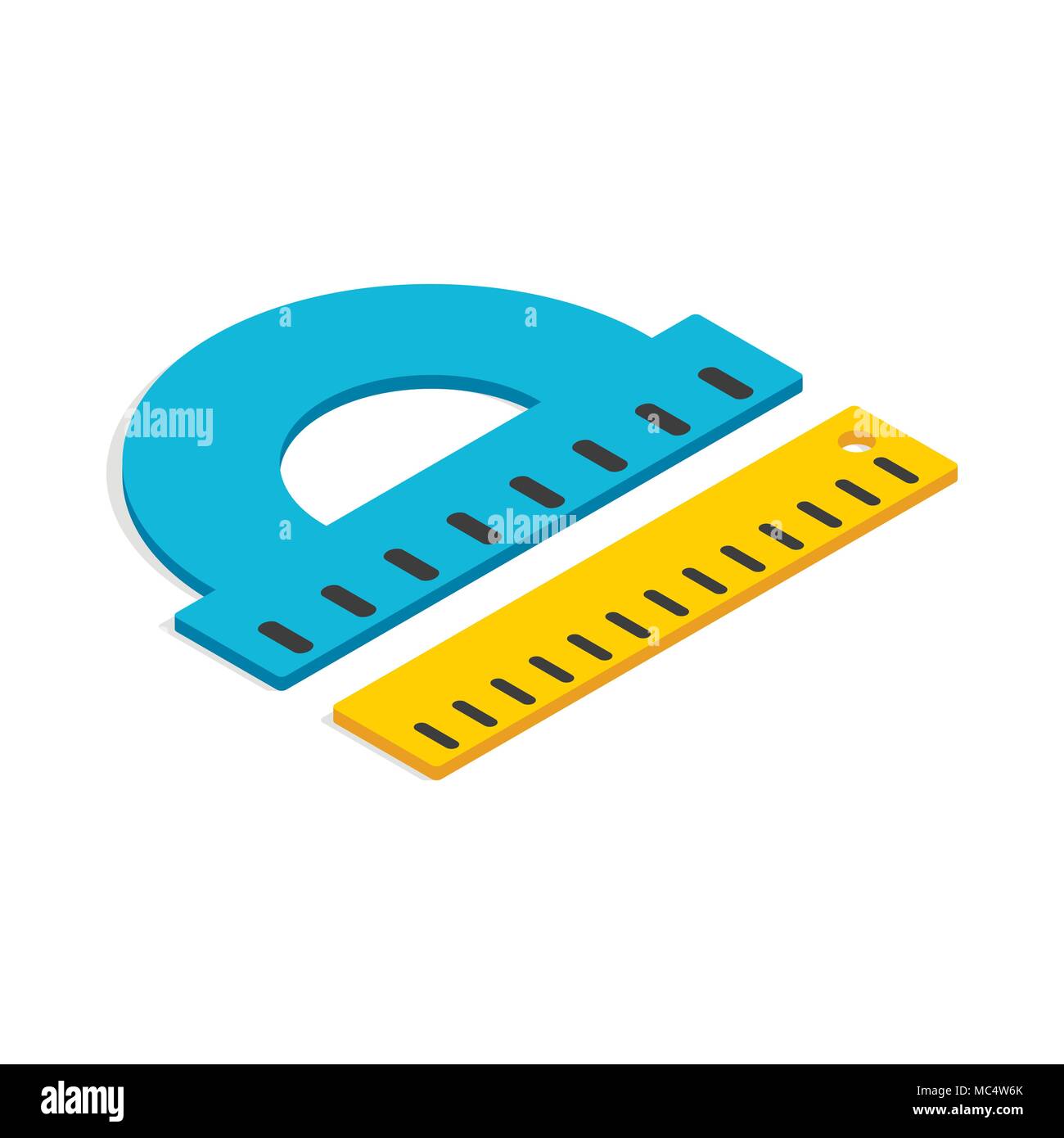 Protractor and ruler icon, isometric 3d style Stock Vector Image & Art ...