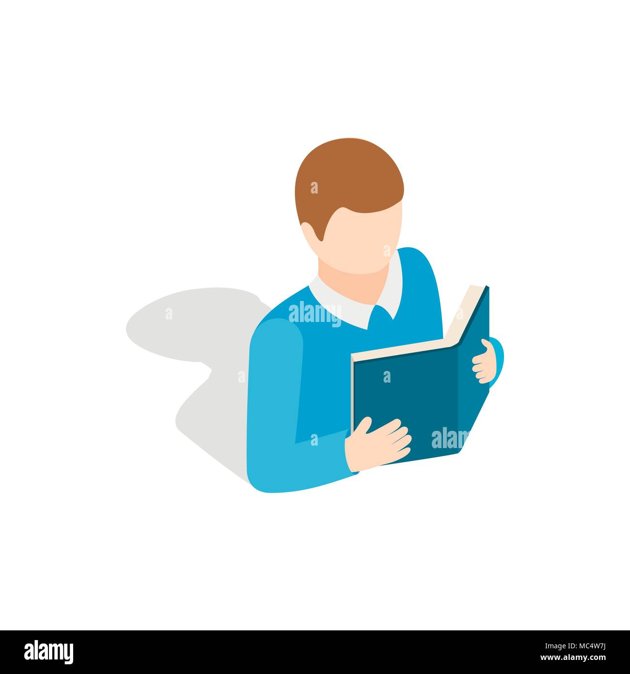 Student reading a book icon, isometric 3d style Stock Vector Image ...