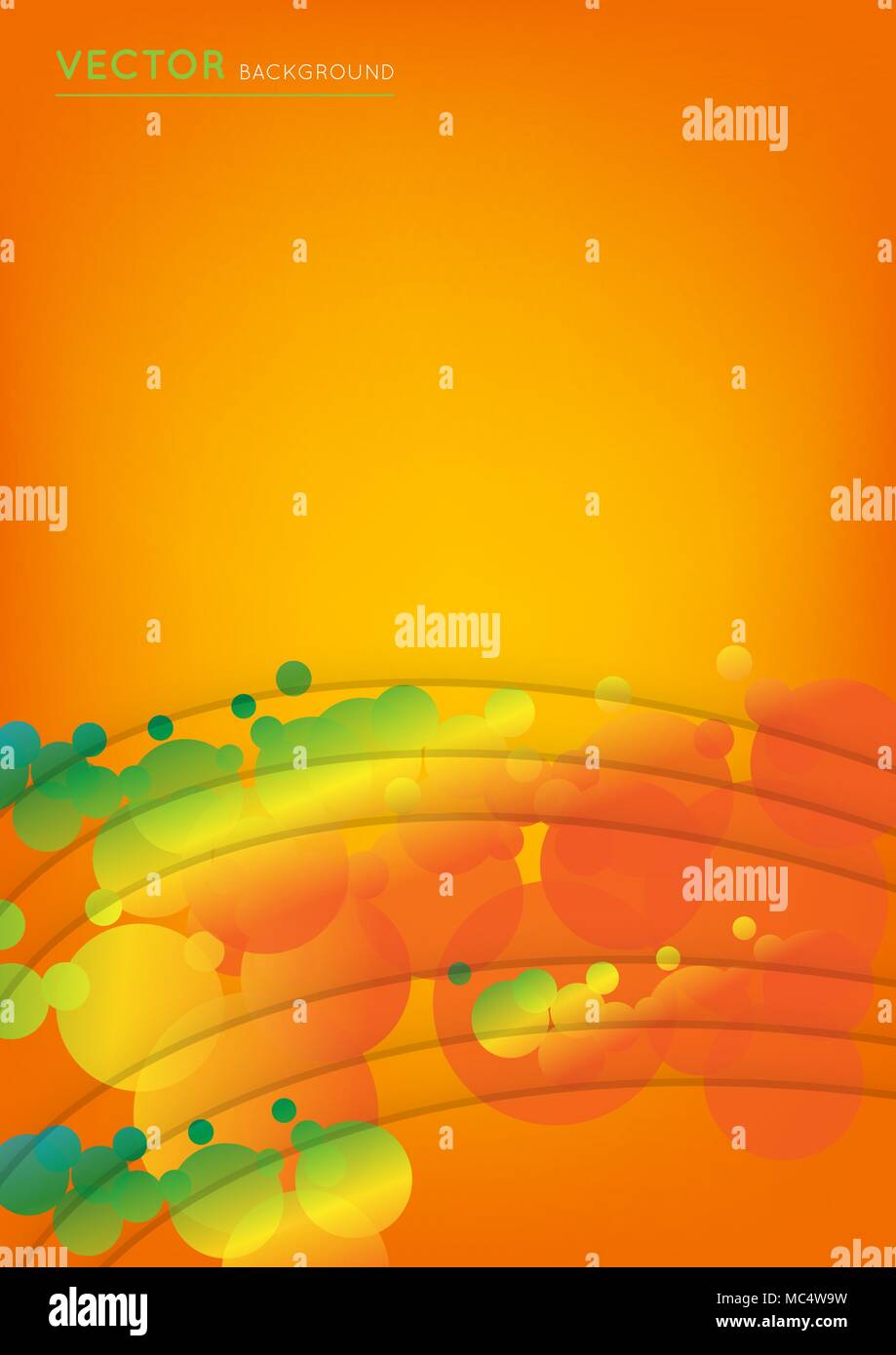abstract vertical orange background with shadows and color circles ...