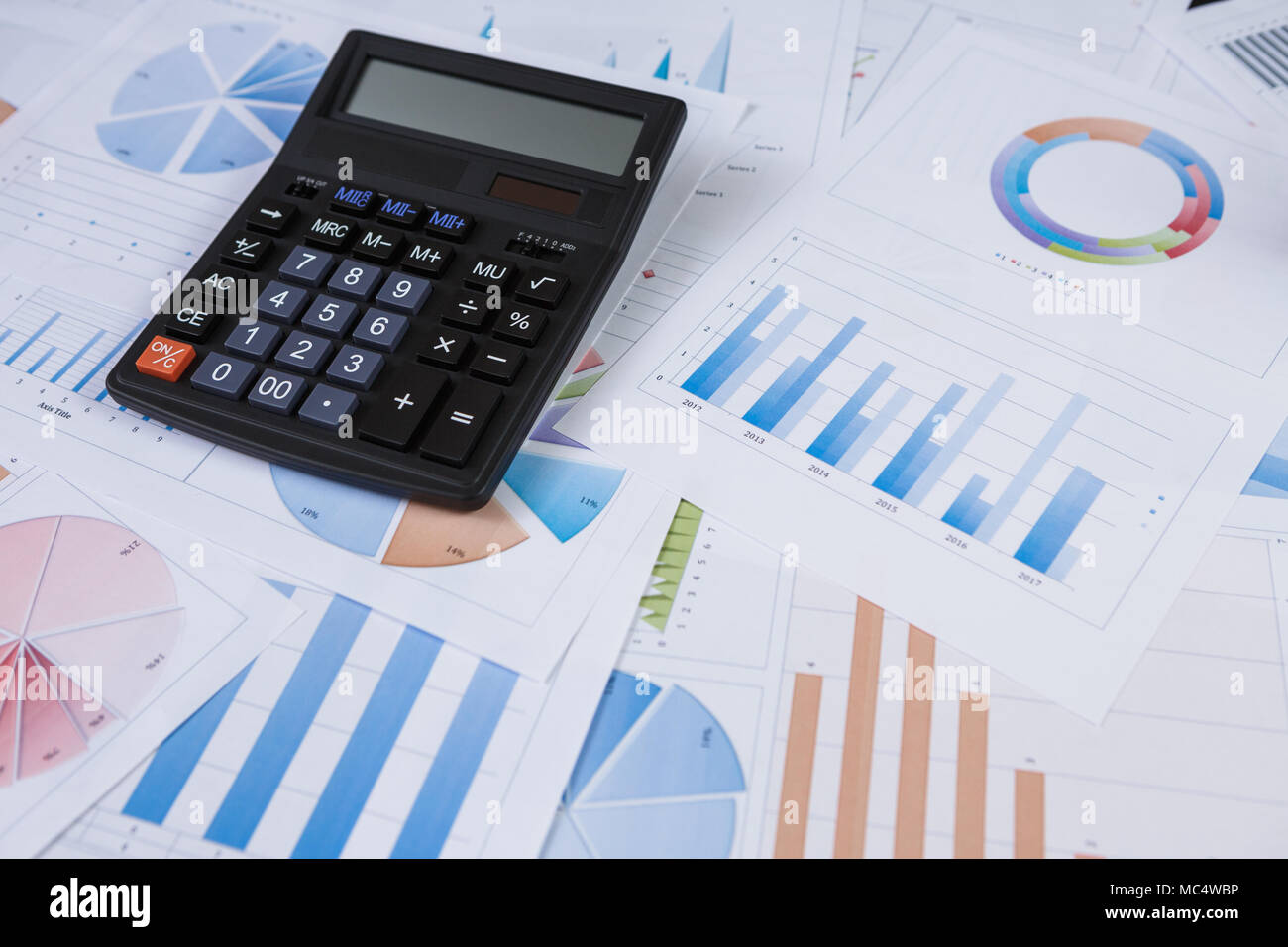 Financial accounting stock market graphs analysis. Concept of ...