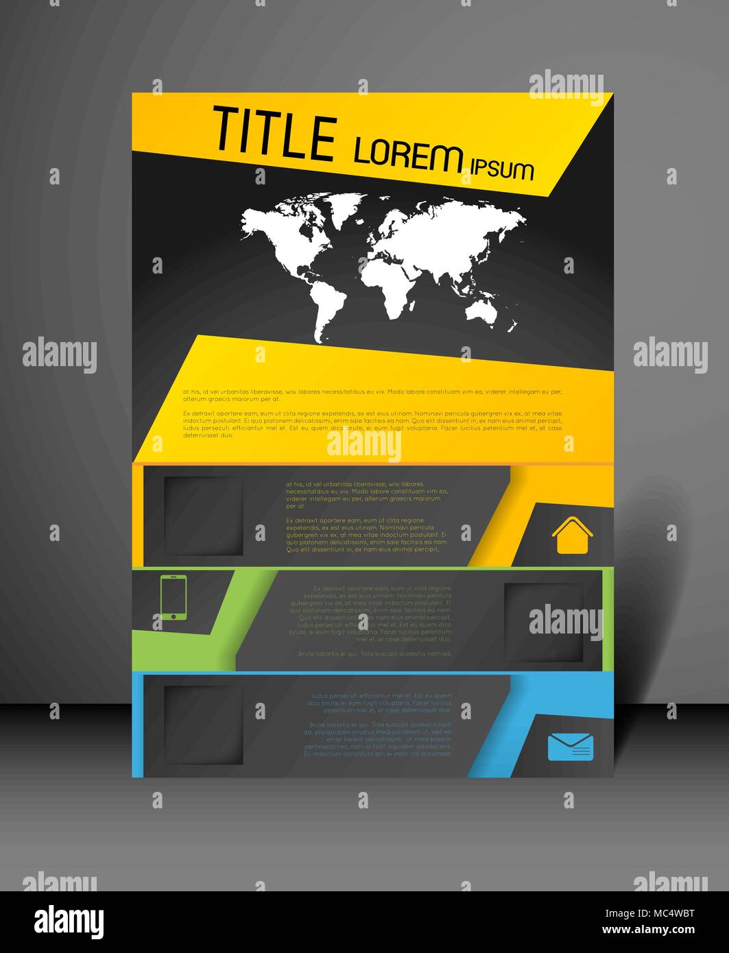 modern poster design template with map and icons Stock Vector Image ...