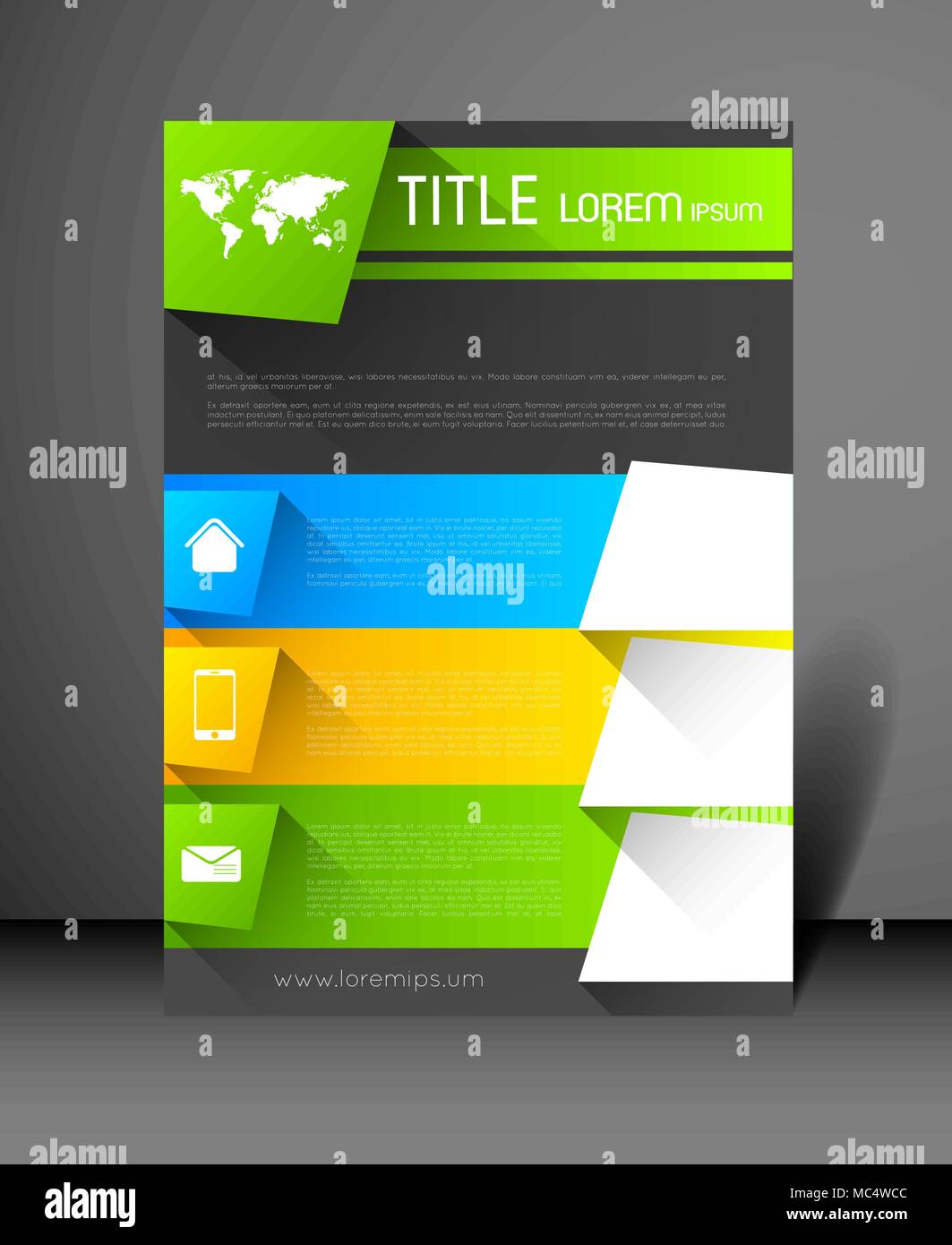 colorful modern poster design template with map and icons Stock Vector ...