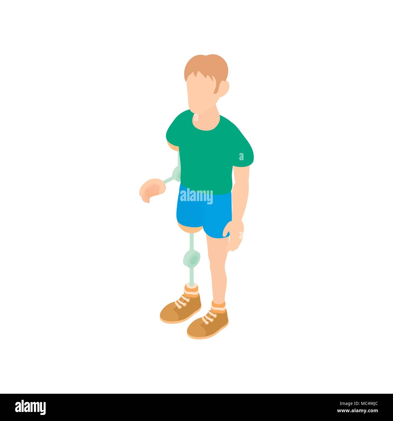Man with prosthetic leg and arm icon cartoon style Stock Vector Image ...