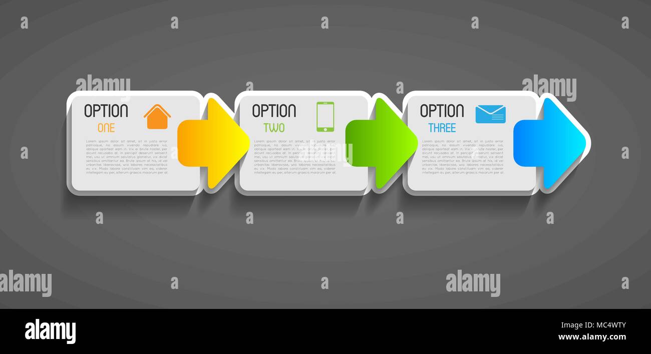 abstract progression tags with option steps and direction arrows ...