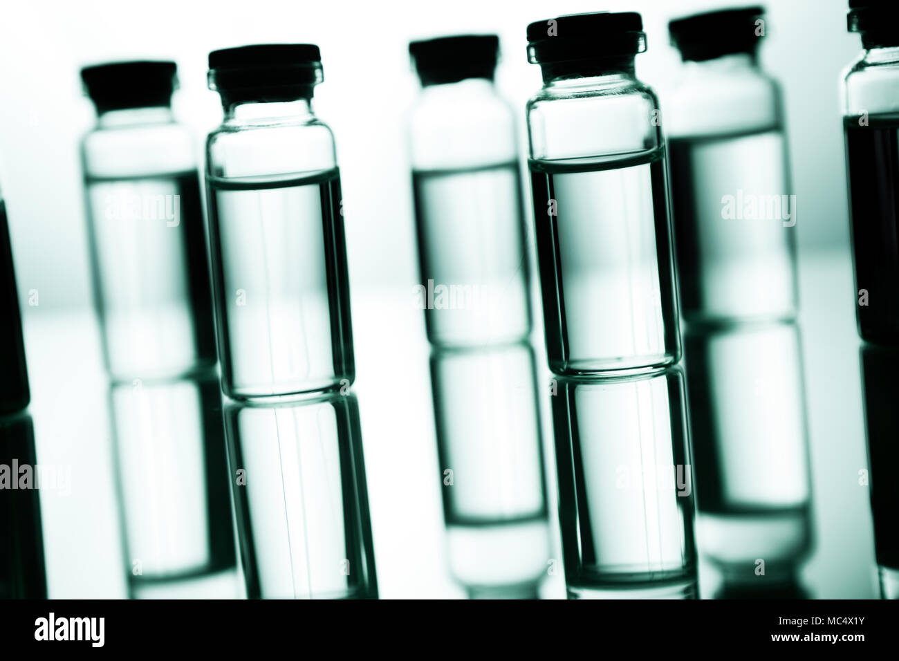 Group object of liquid medicinal agent in limpid glassware in medical ...