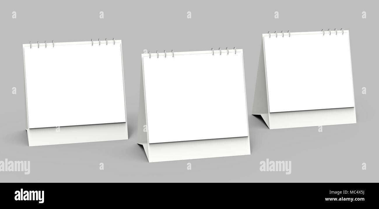 Blank desk calendar, 3d render calendar mockup with empty space for ...