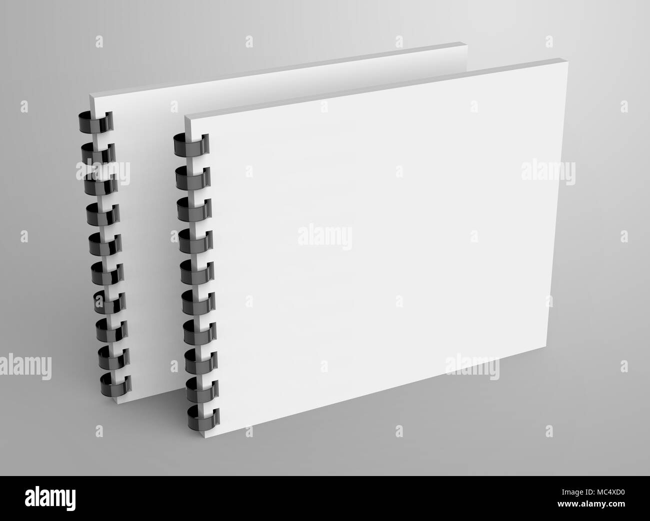 Spiral notebook in 3d render, open notebook set with empty space for ...