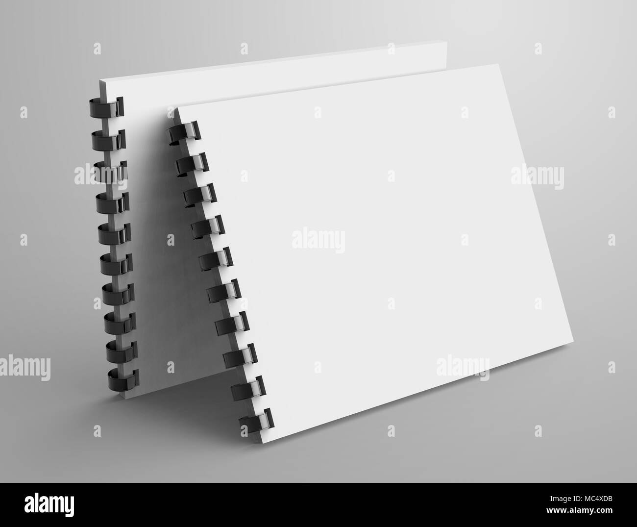 Spiral notebook in 3d render, open notebook set with empty space for ...