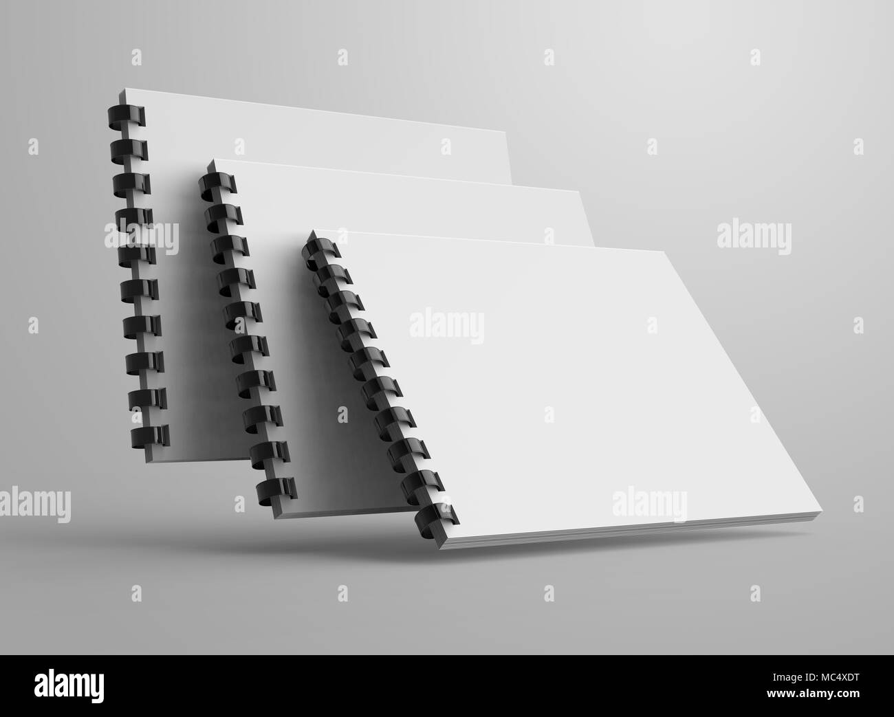 Spiral notebook in 3d render, open notebook set with empty space for ...