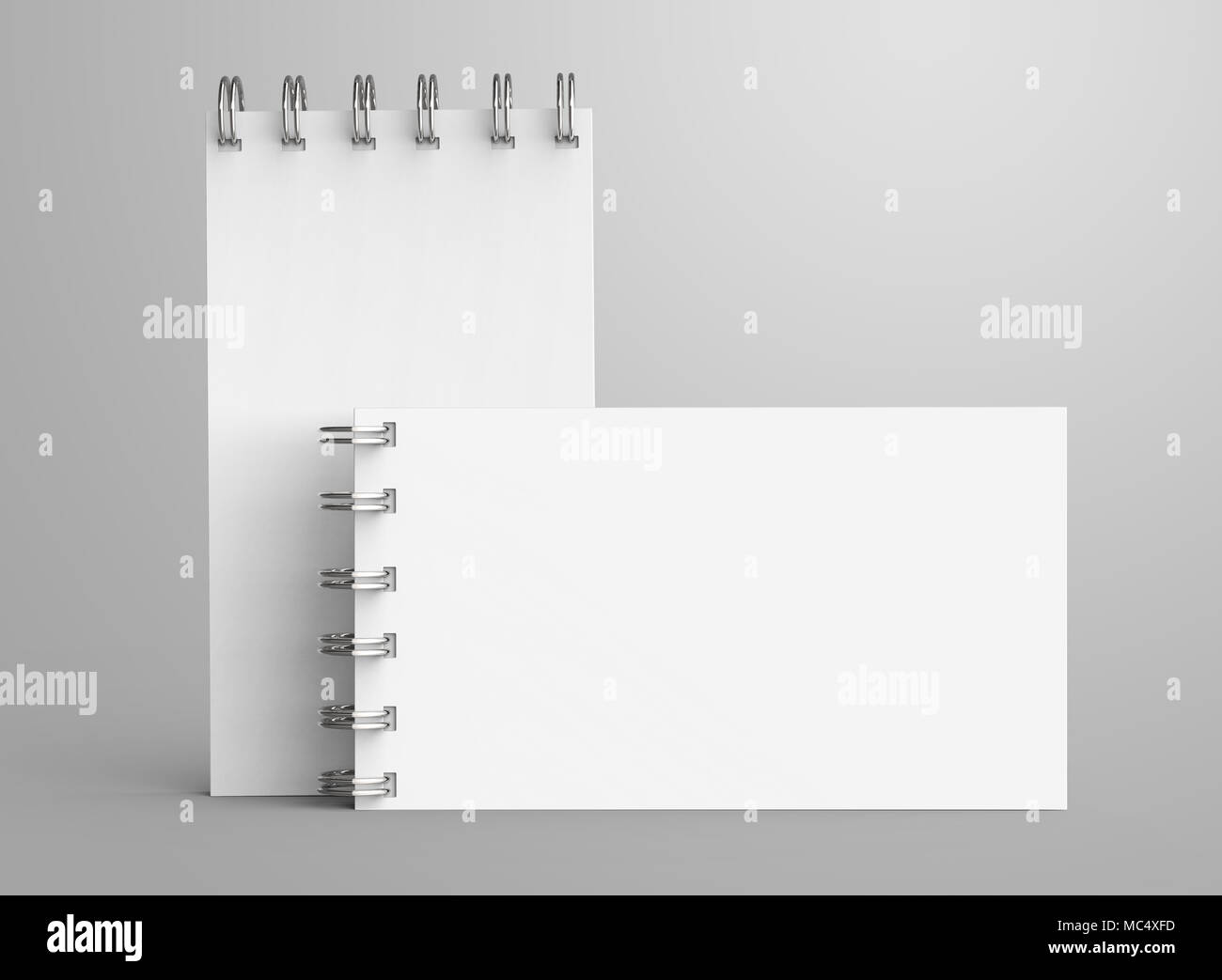 Spiral notebook in 3d render, open notebook set with empty space for ...