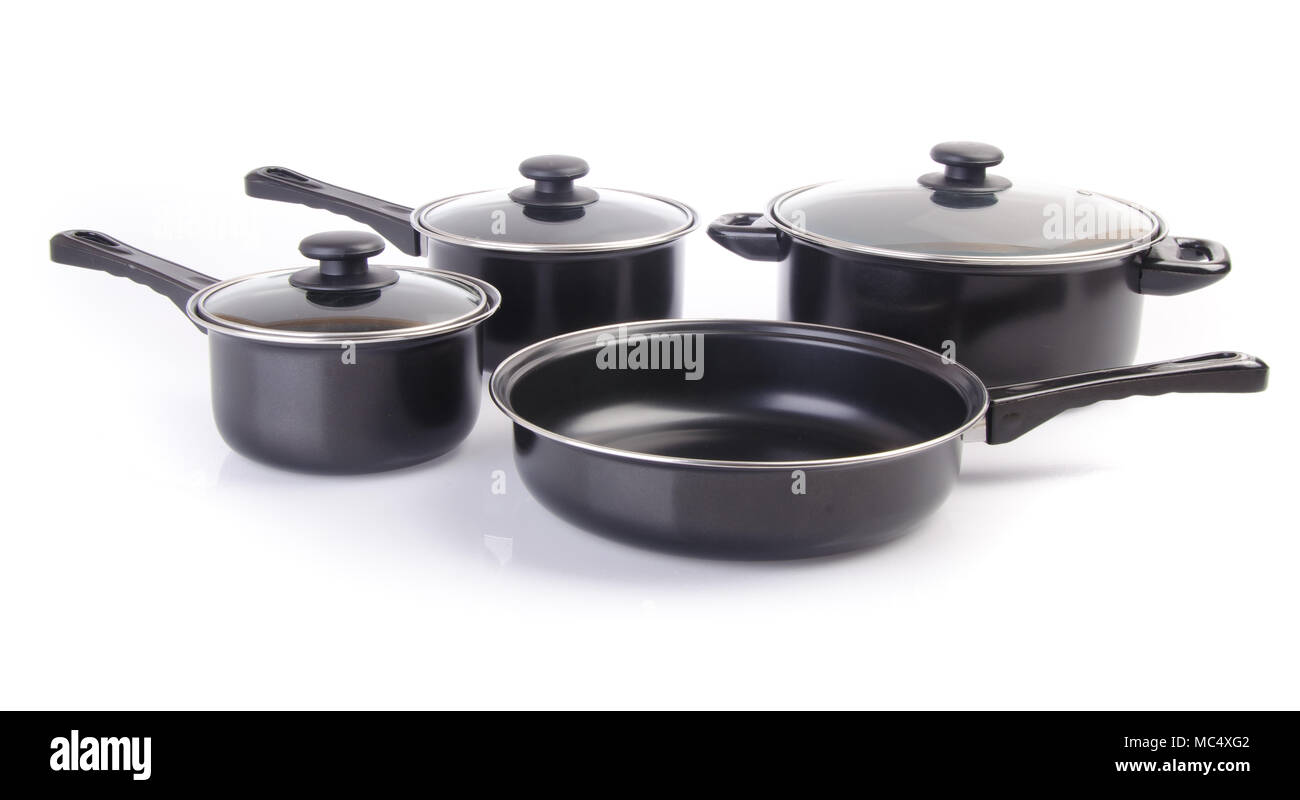 pan. Set of cook pan on white background Stock Photo - Alamy