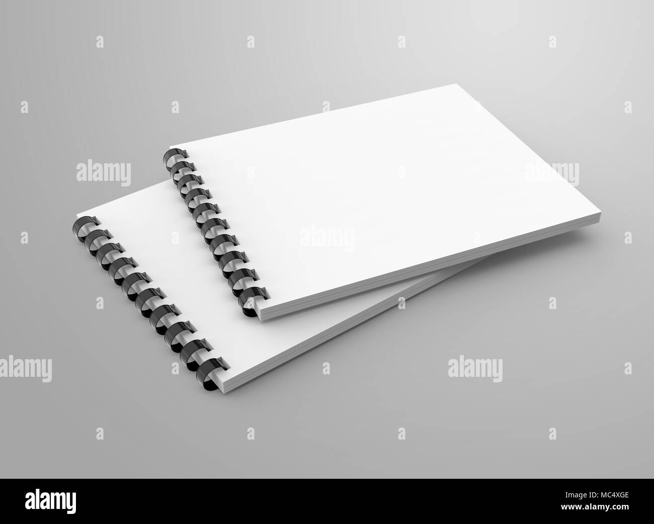 Spiral notebook in 3d render, open notebooks set with empty space for ...