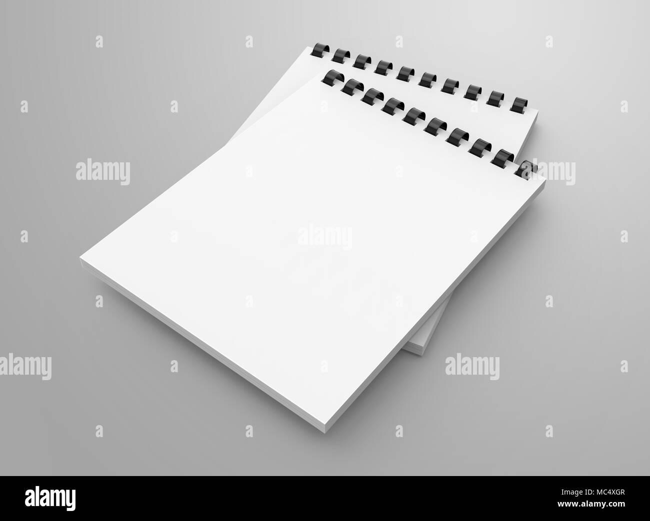 Spiral notebook in 3d render, open notebooks set with empty space for ...