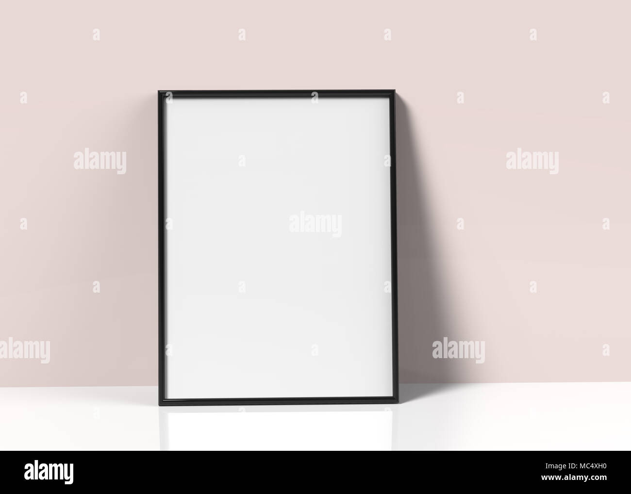 Black picture frame, 3d render thin frame with empty space for ...