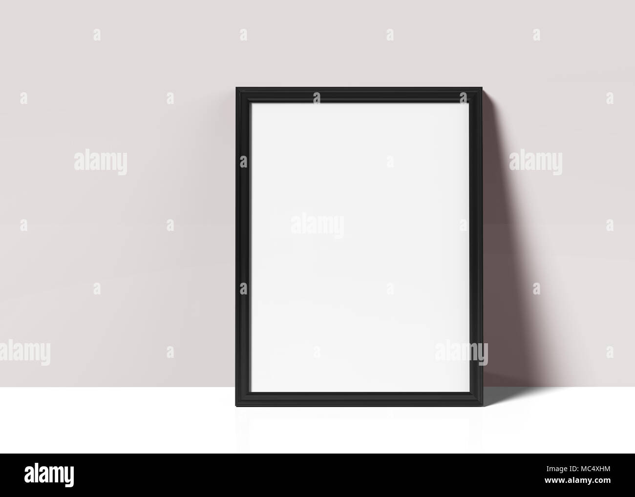 Black picture frame, 3d render thin frame with empty space for ...