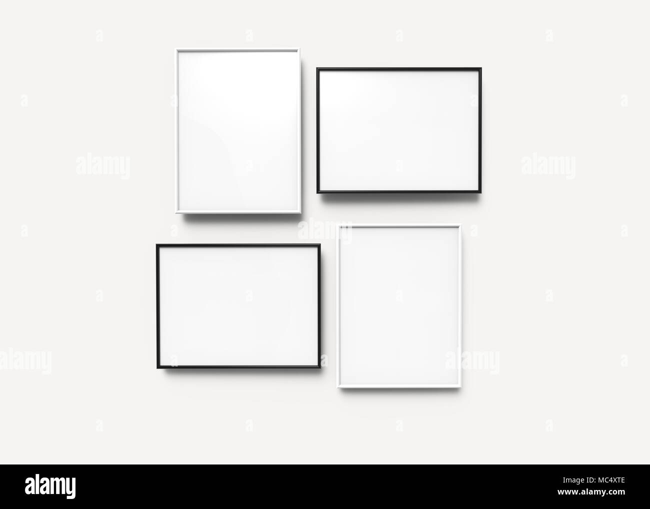 Picture frames set, 3d render thin frames with empty space for ...