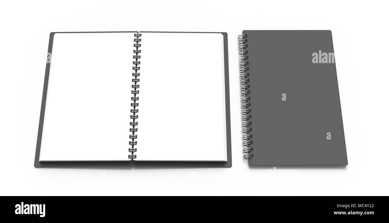 Spiral notebook in 3d render, open notebooks set with empty space for ...