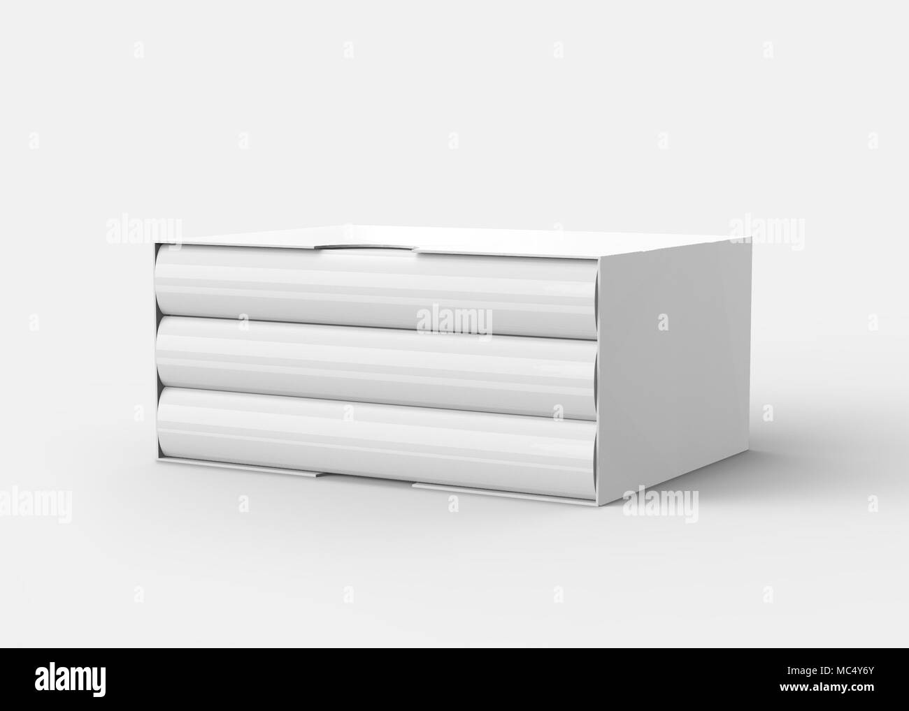 Blank book with cardboard box cover, set of books in case in 3d render ...