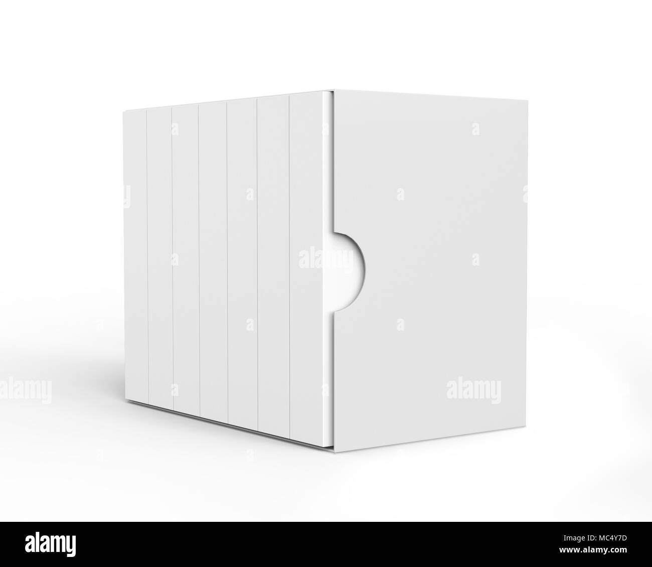Blank book with cardboard box cover, set of books in case in 3d render ...