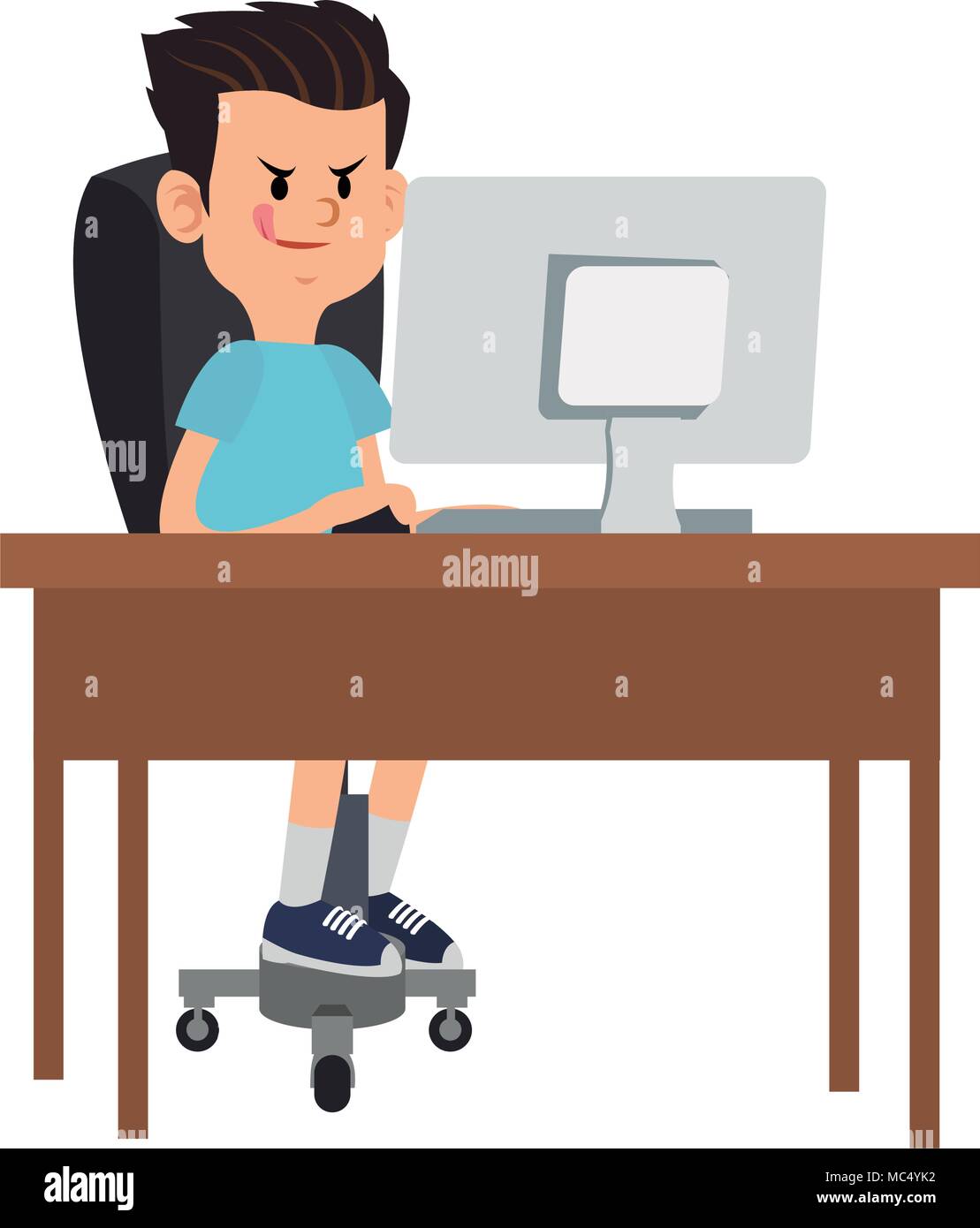Kid using pc Stock Vector Images - Alamy