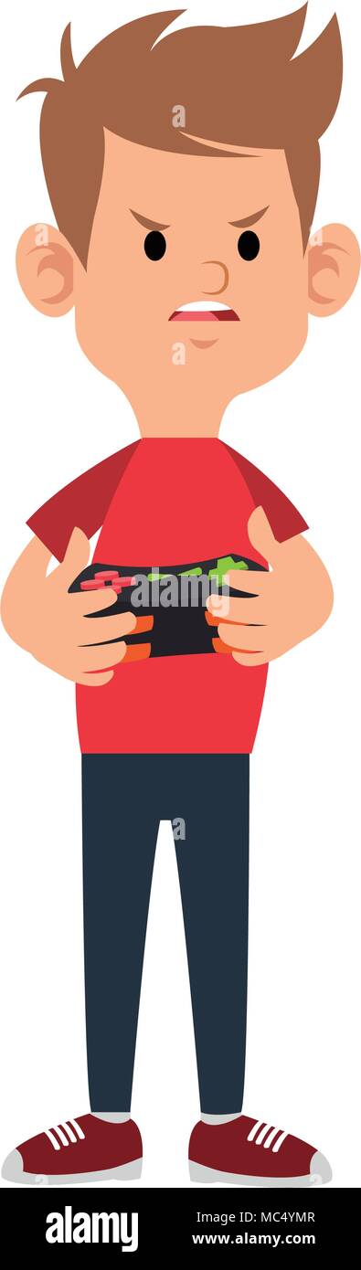 Angry boy playing videogames Stock Vector Image & Art - Alamy
