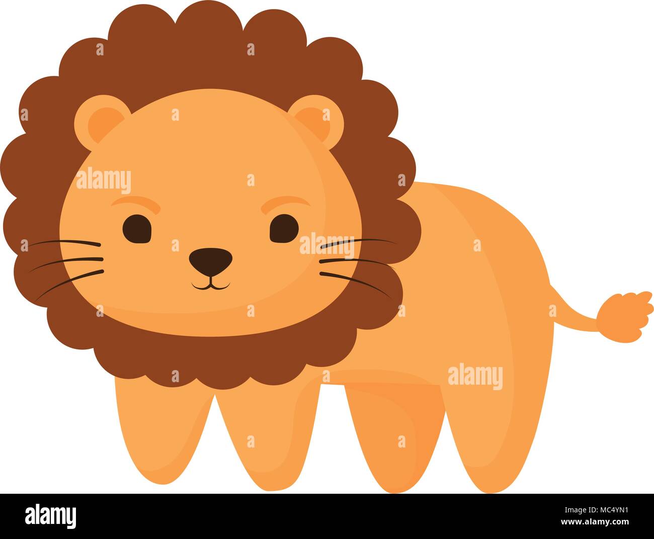 cute lion icon over white background, colorful design. vector ...