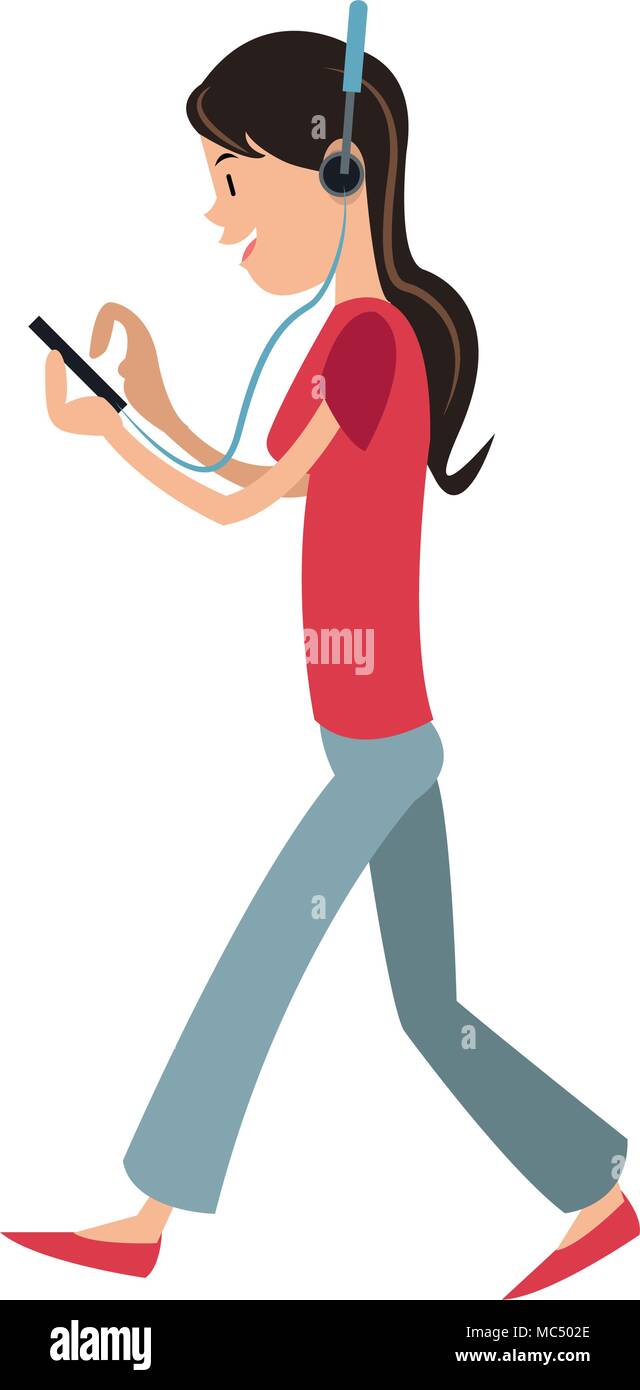 Listening music using smartphone Cut Out Stock Images & Pictures - Alamy