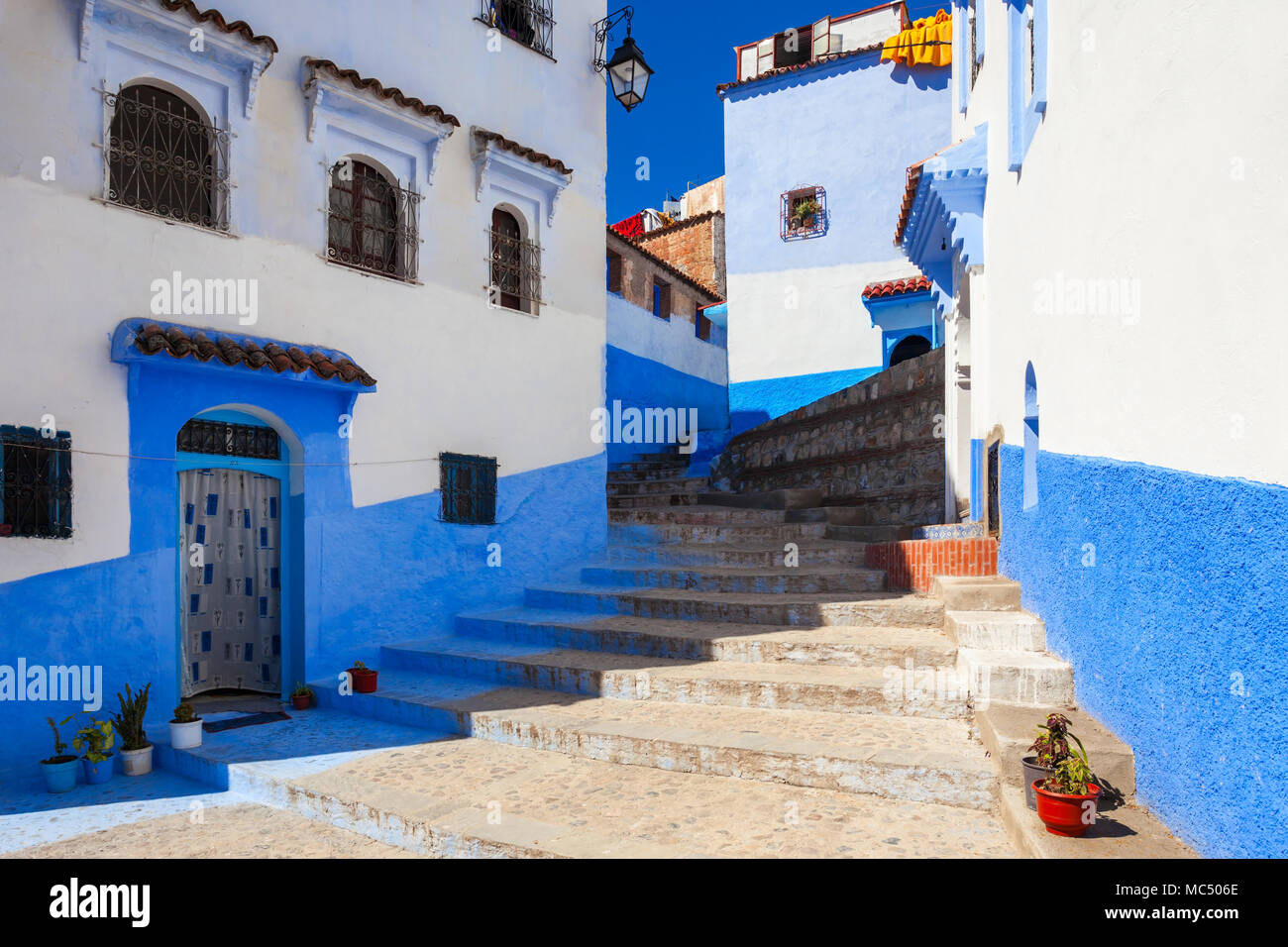 Traditional blue berber houses in Chefchaouen, Morocco. Chefchaouen is ...