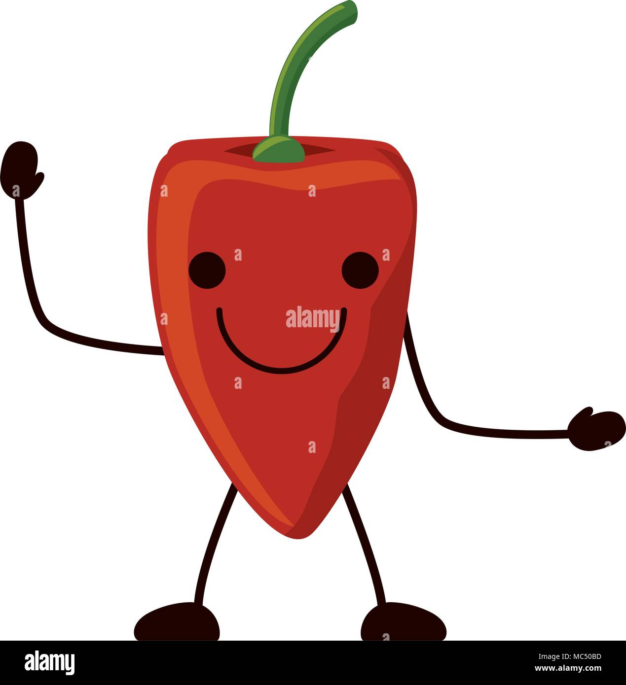 kawaii happy chili icon over white background, colorful design. vector ...