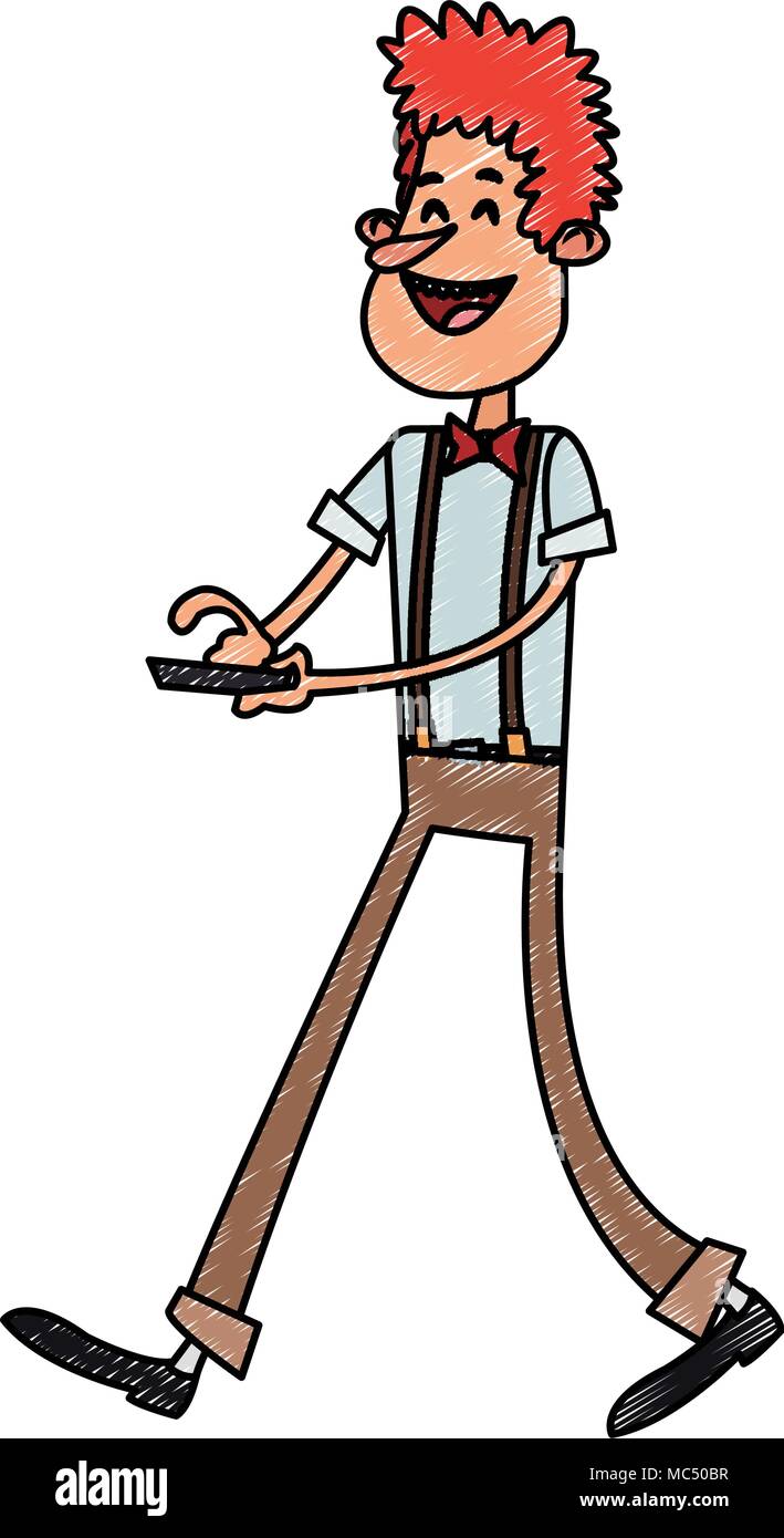 Nerd man playing smartphone Stock Vector Images - Alamy