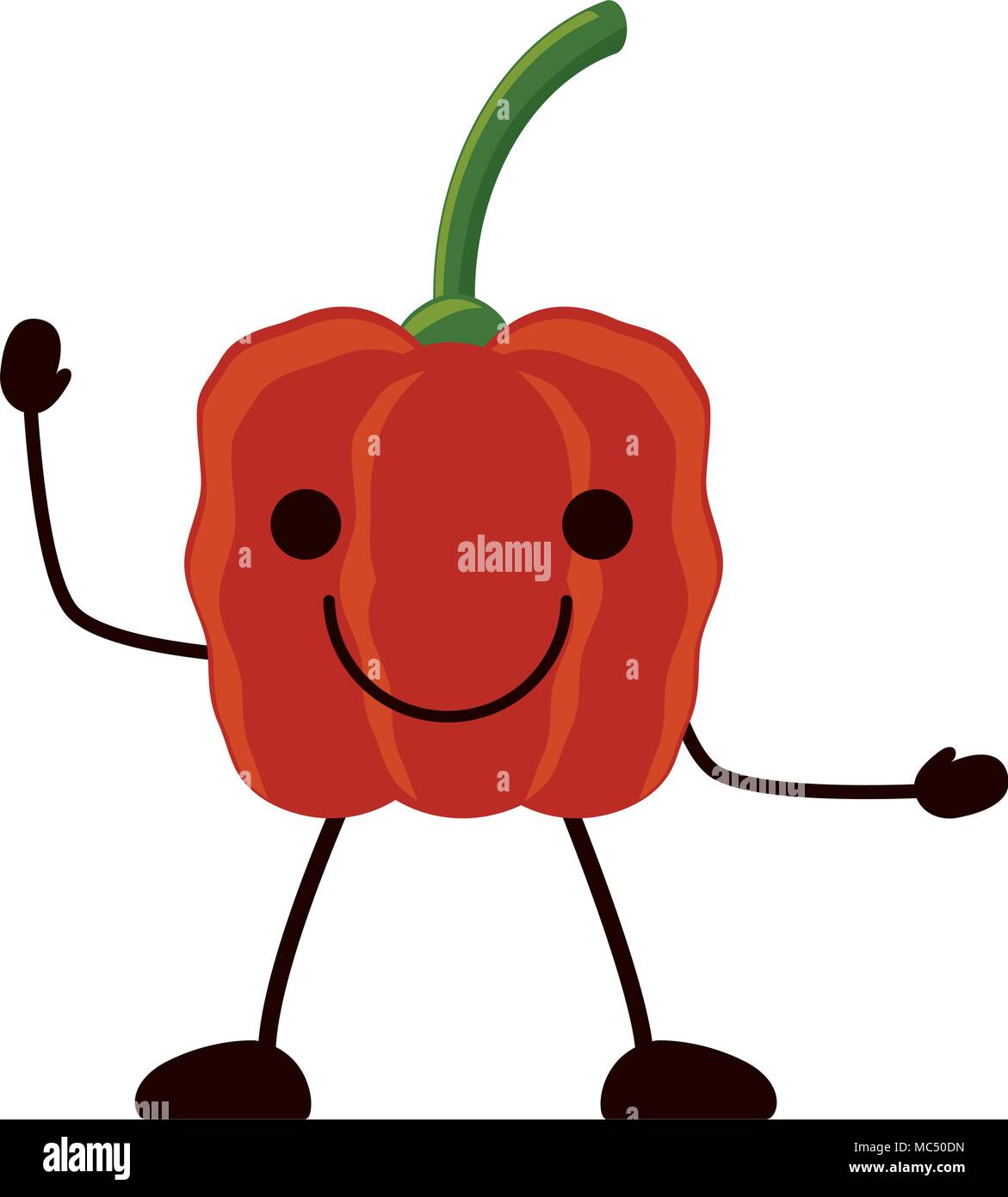 kawaii happy pepper icon over white background, colorful design. vector ...
