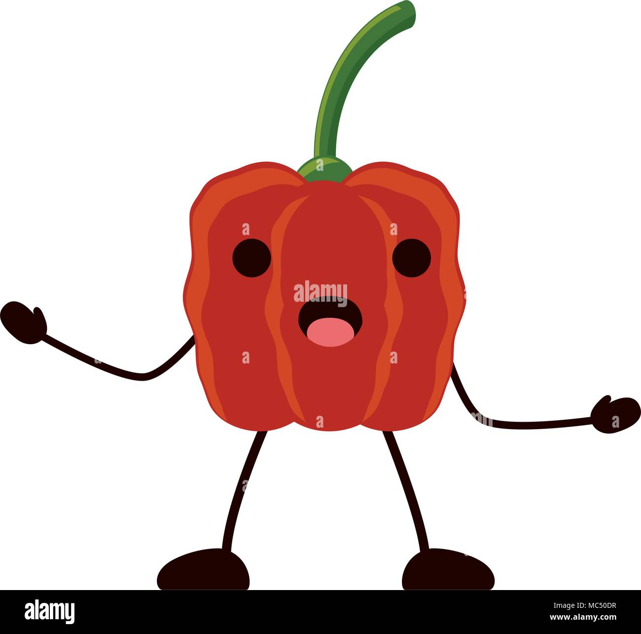 kawaii surprised pepper icon over white background, colorful design ...